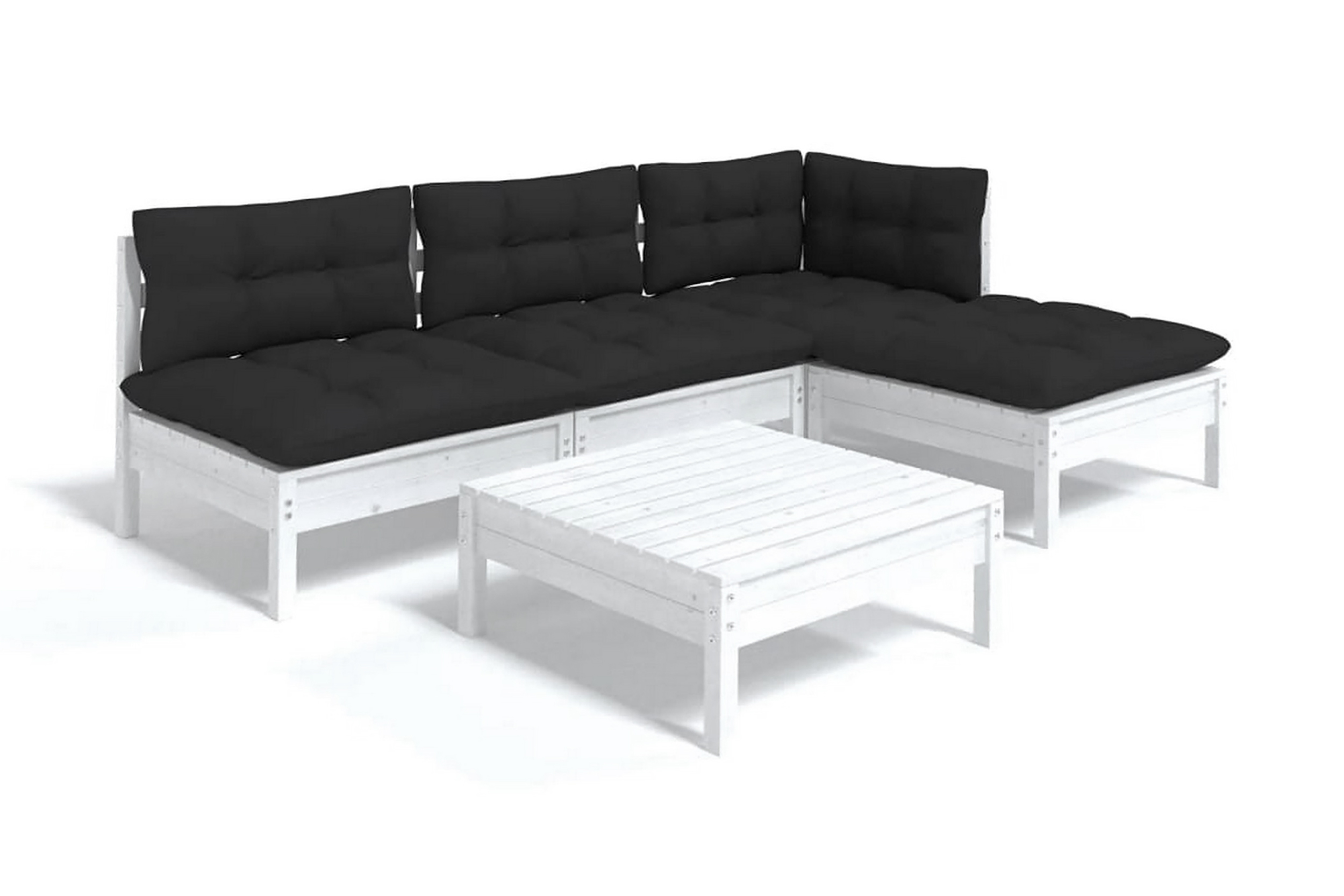 Be Basic Loungegrupp Utomhus med dynor 5 delar vit massiv furu Vit ...