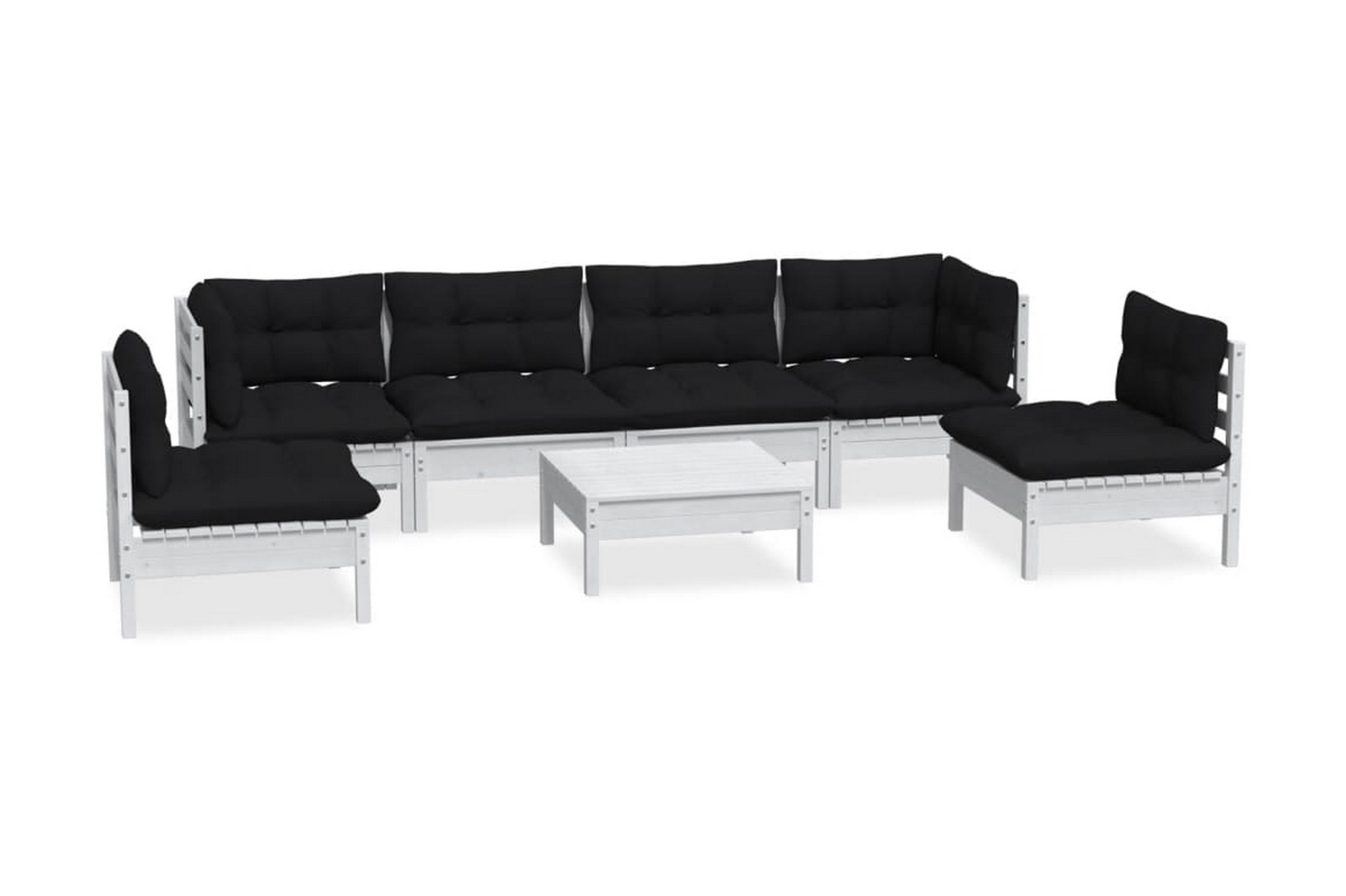 Loungegrupp med dynor 7 delar massiv furu - Altanmöbler | Trademax.se