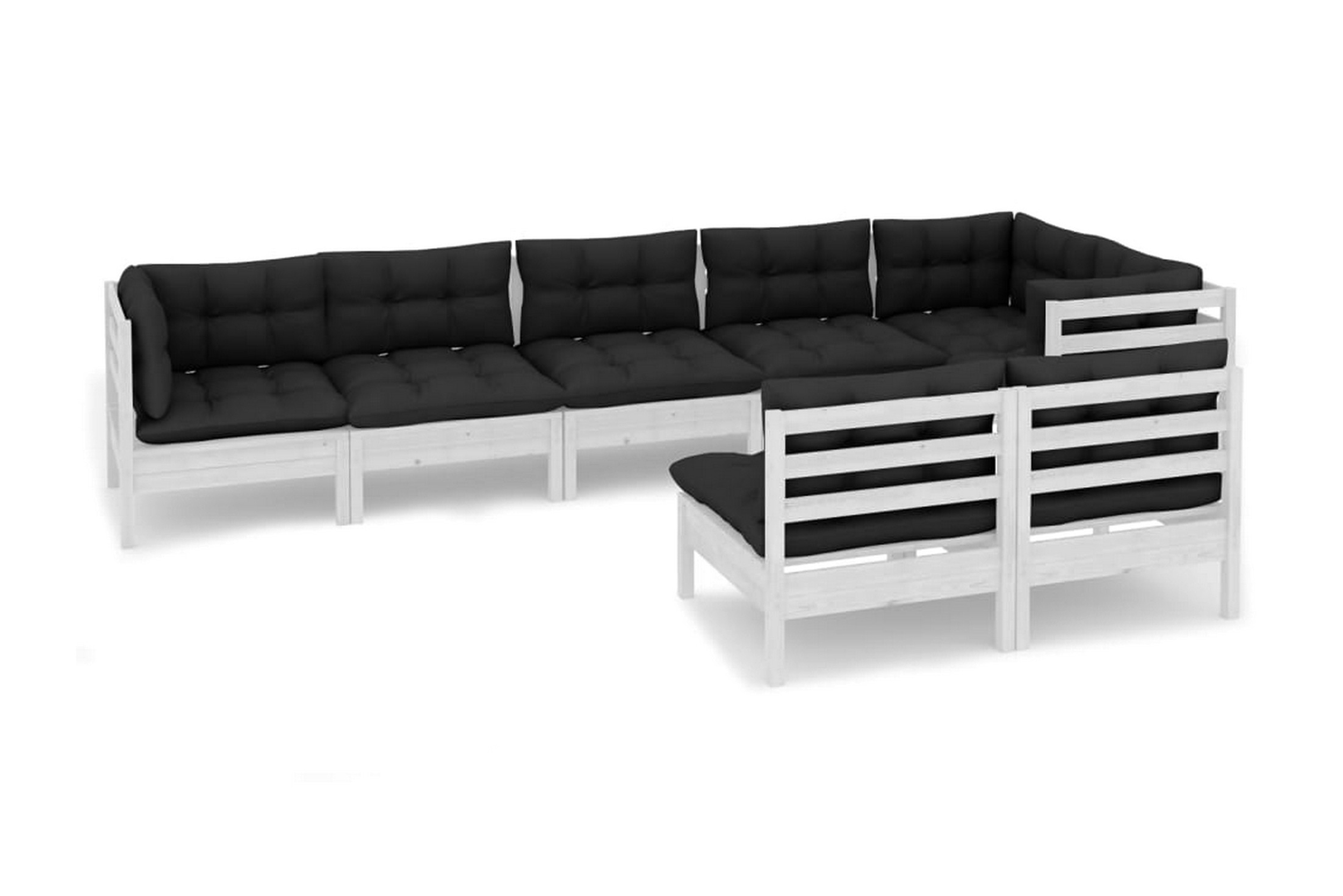 Be Basic Loungegrupp Utomhus med dynor 8 delar vit massiv furu Vit ...