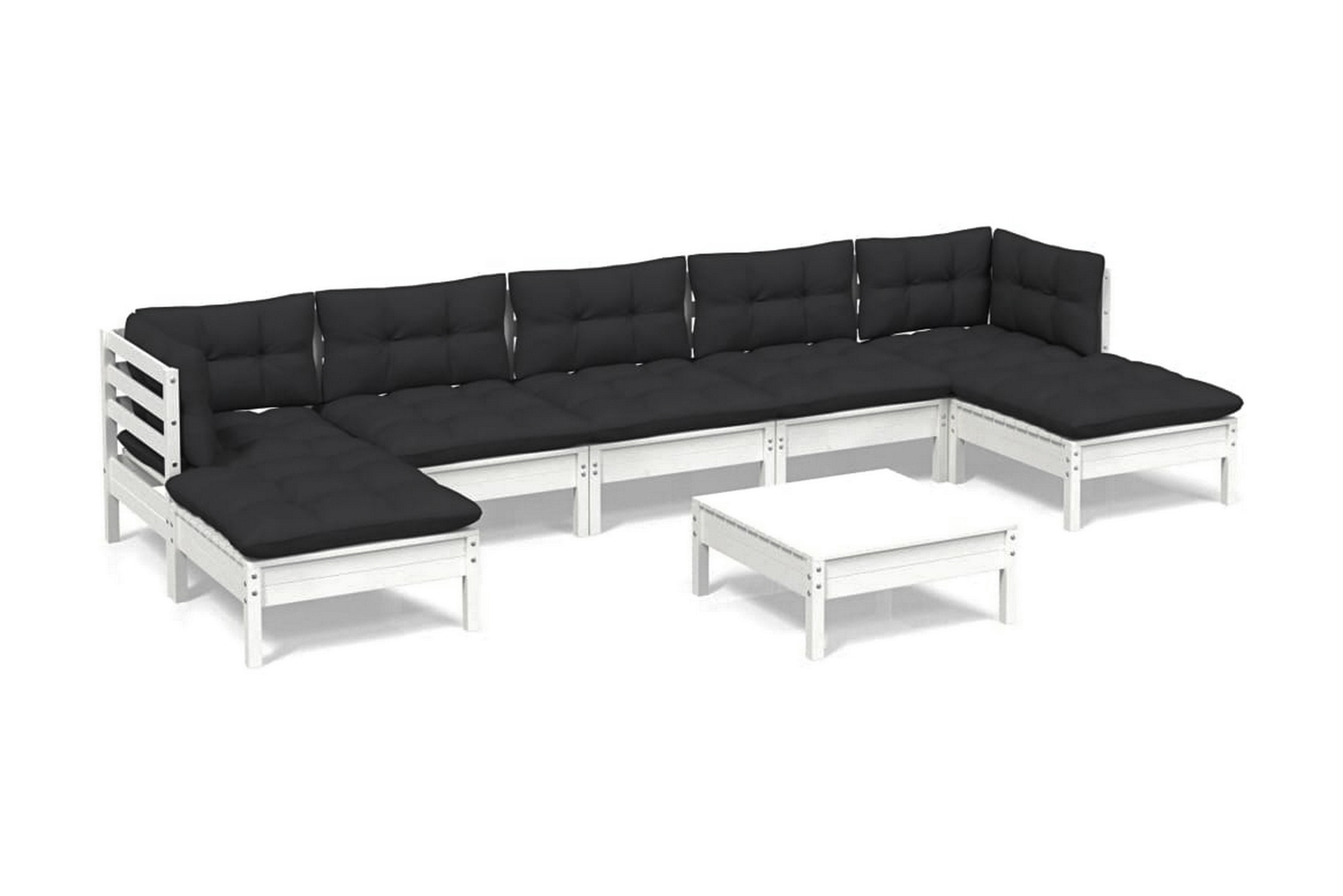 Be Basic Loungegrupp Utomhus med dynor 8 delar vit massiv furu Vit ...