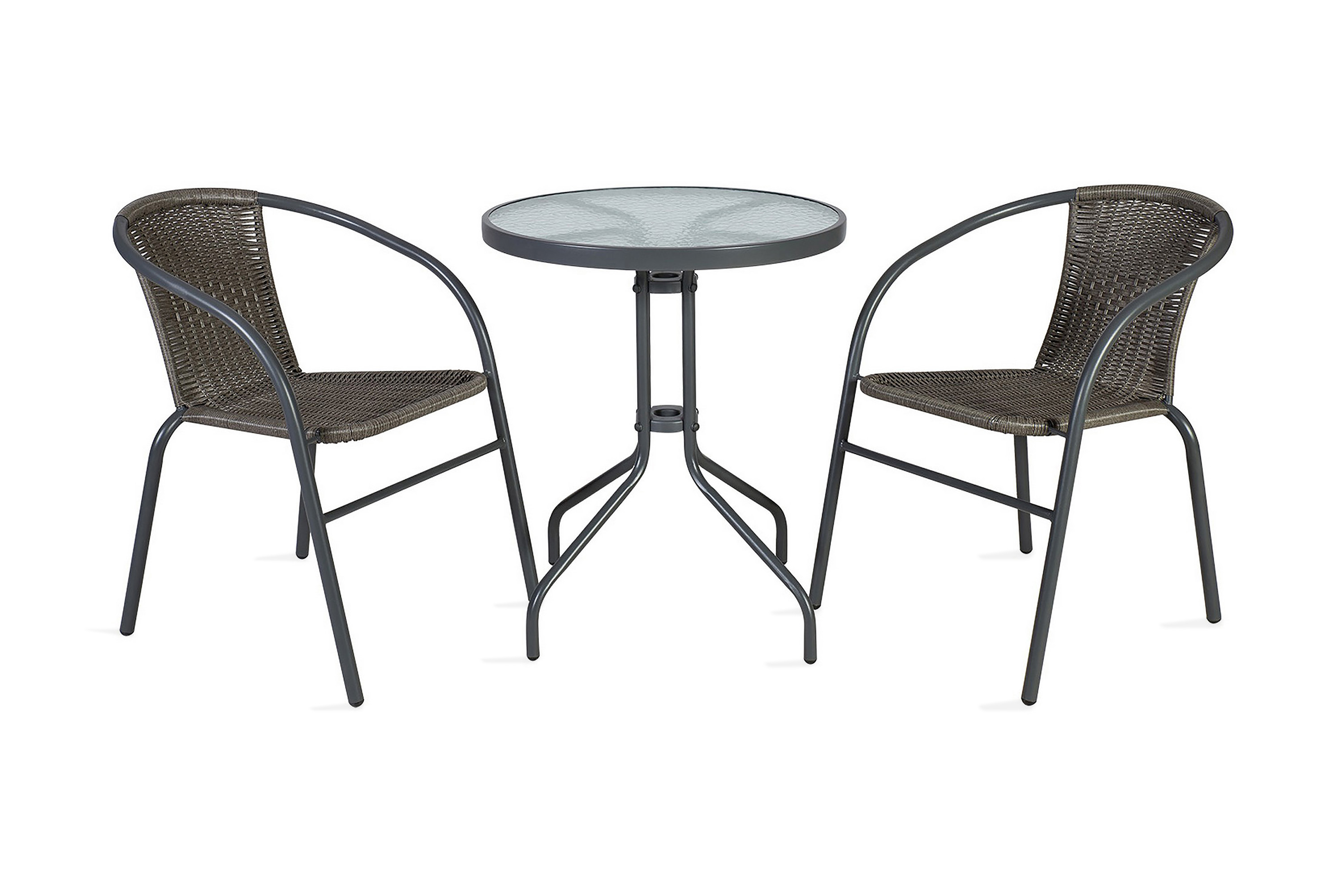 Balkong set BISTRO bord och 2 stolar D60xH70 grå - Cafeset | Trademax.se