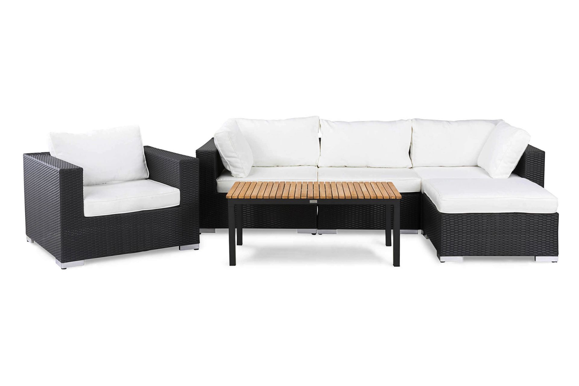 Comfort Garden Loungegrupp Utomhus Bahamas 5-sits Bord Svart/Teak Divan ...
