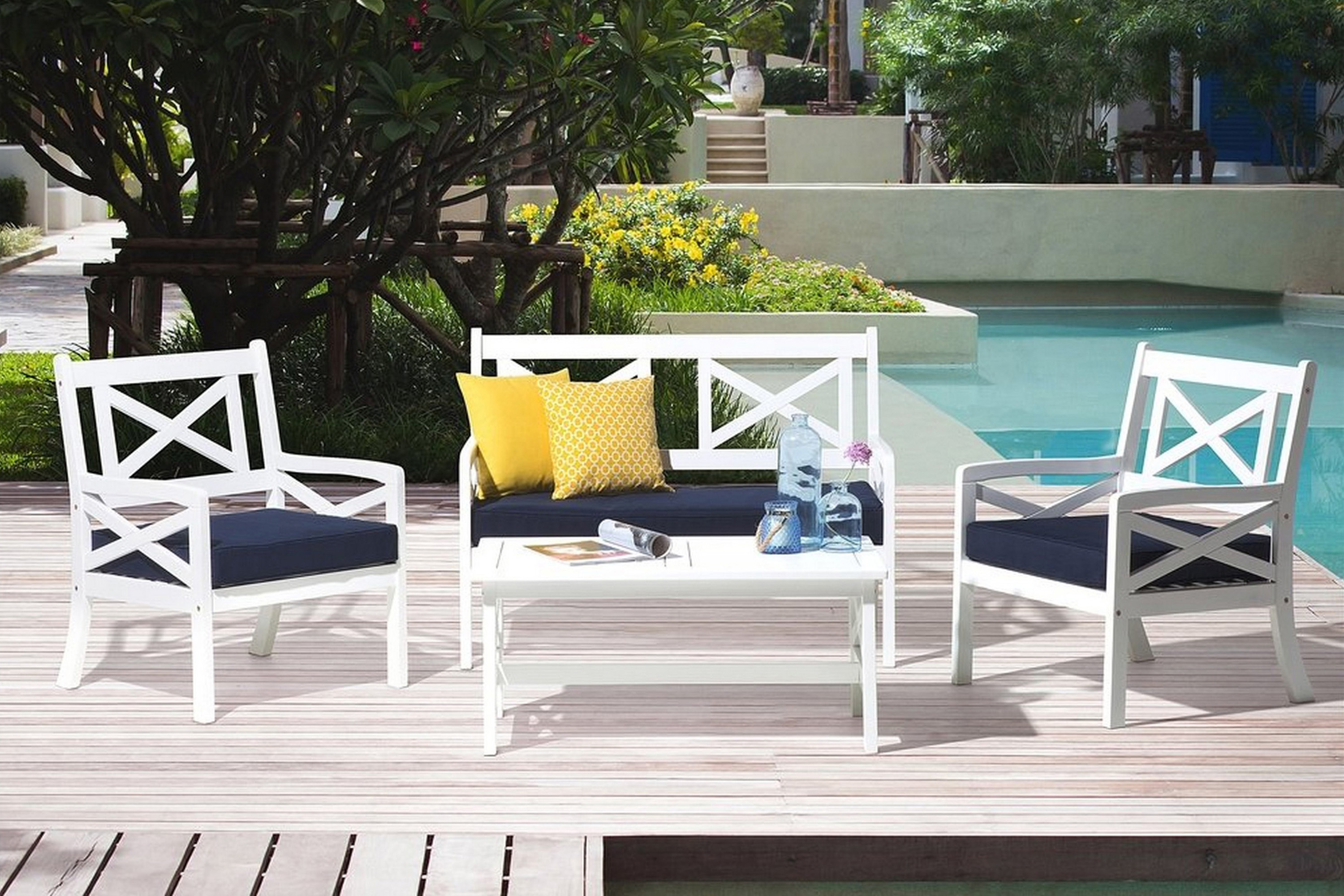 Baltic Loungegrupp Utomhus 100 cm Vit - Utemöbler - Trademax