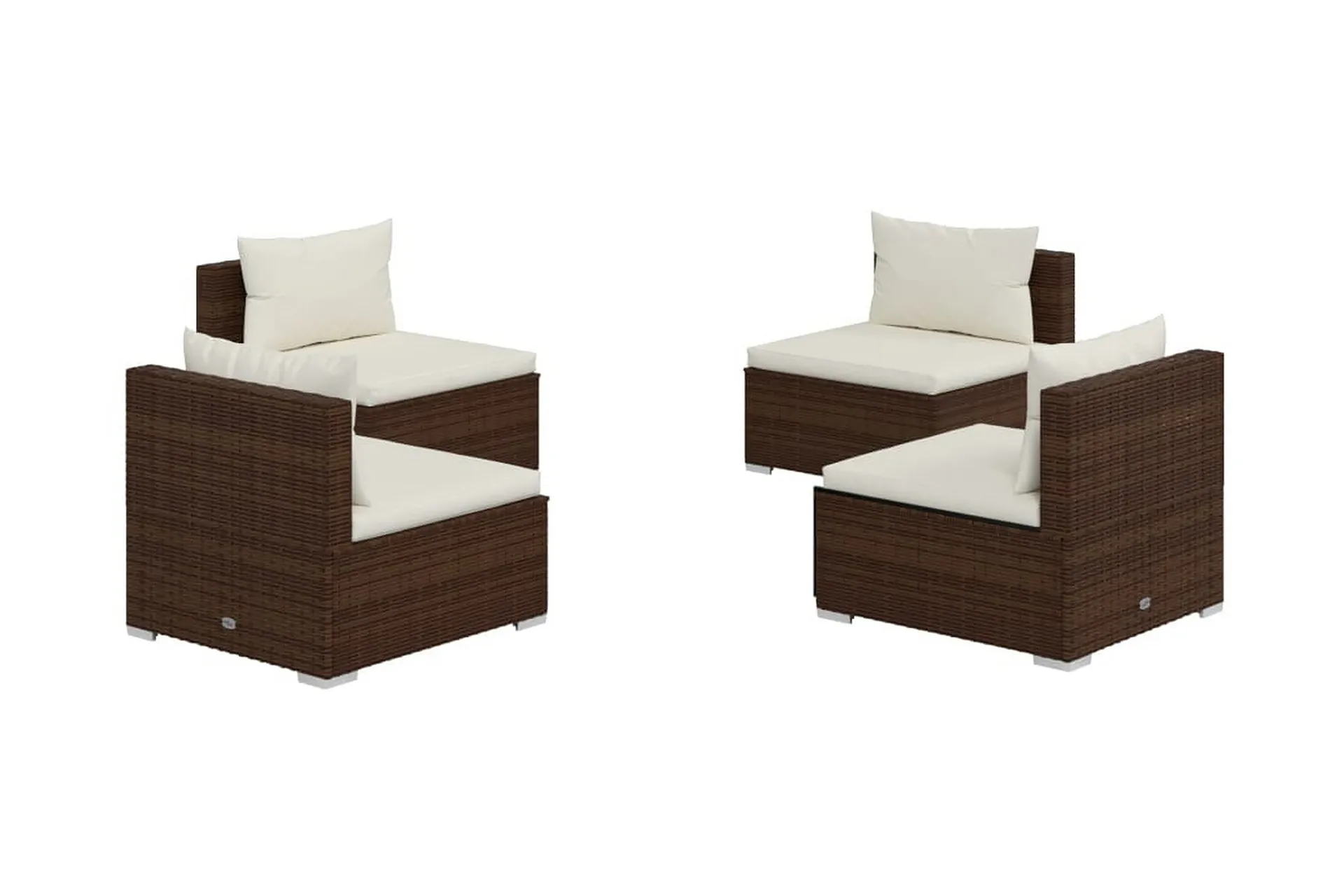 Be Basic Loungegrupp för trädgården med dynor 4 delar konstrotting br ...