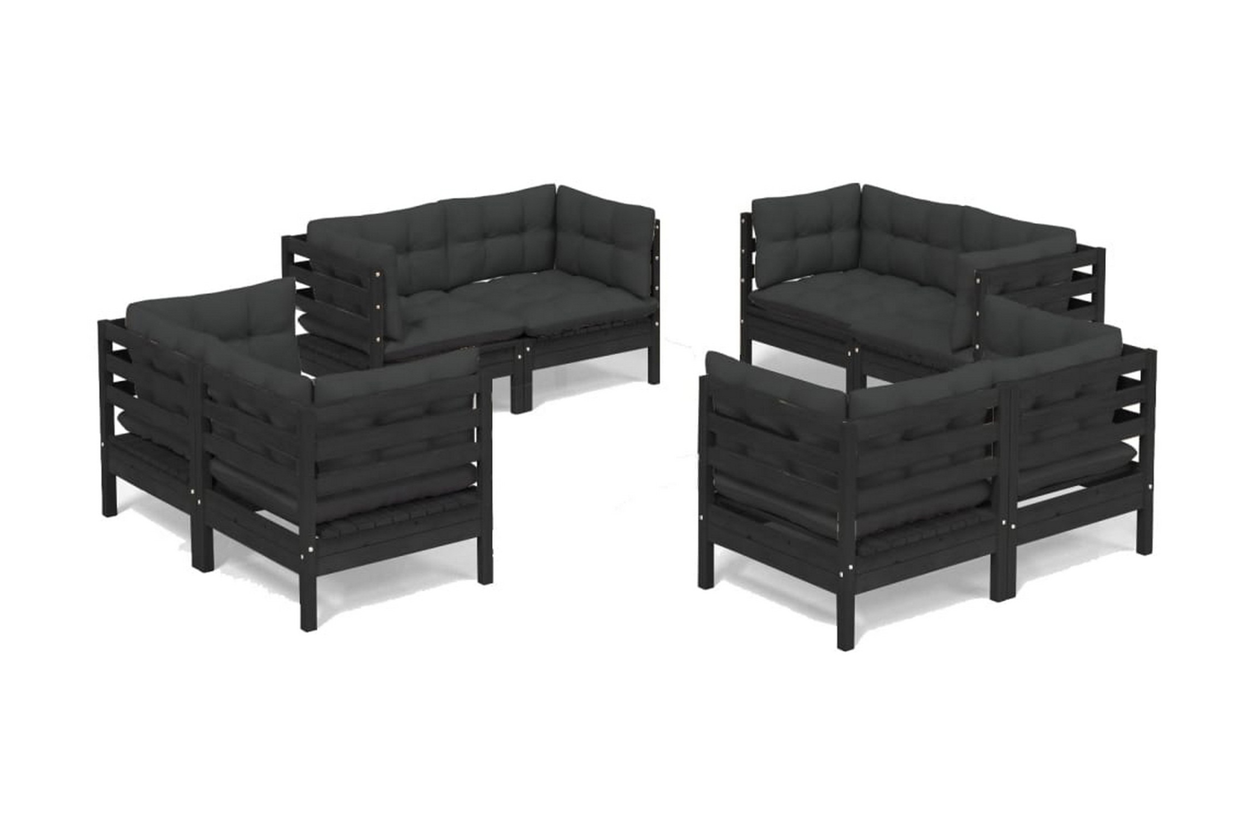 Be Basic Loungegrupp Utomhus med antracit dynor 8 delar massiv furu ...