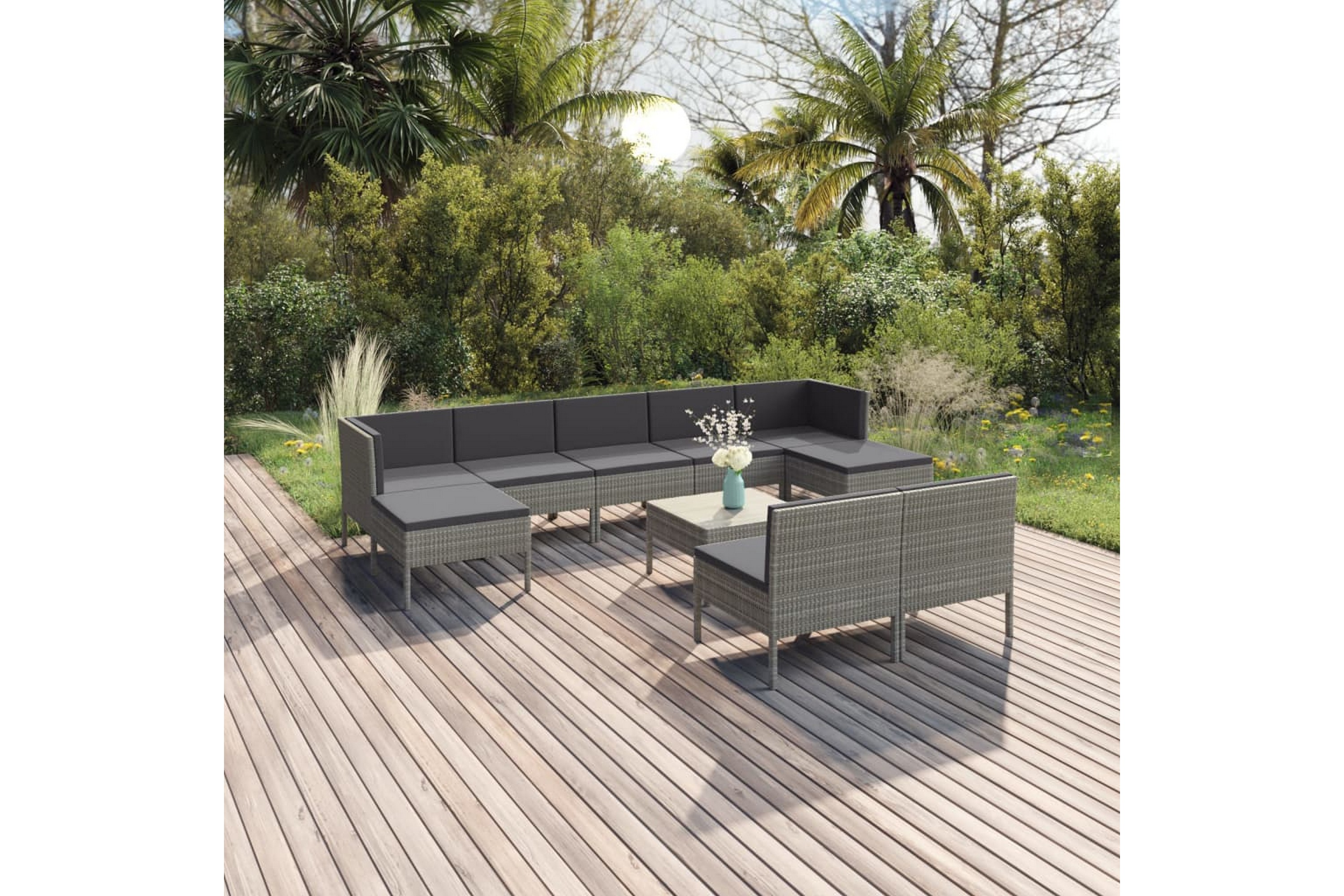 Be Basic Loungegrupp Utomhus för trädgården med dynor 10 delar ...