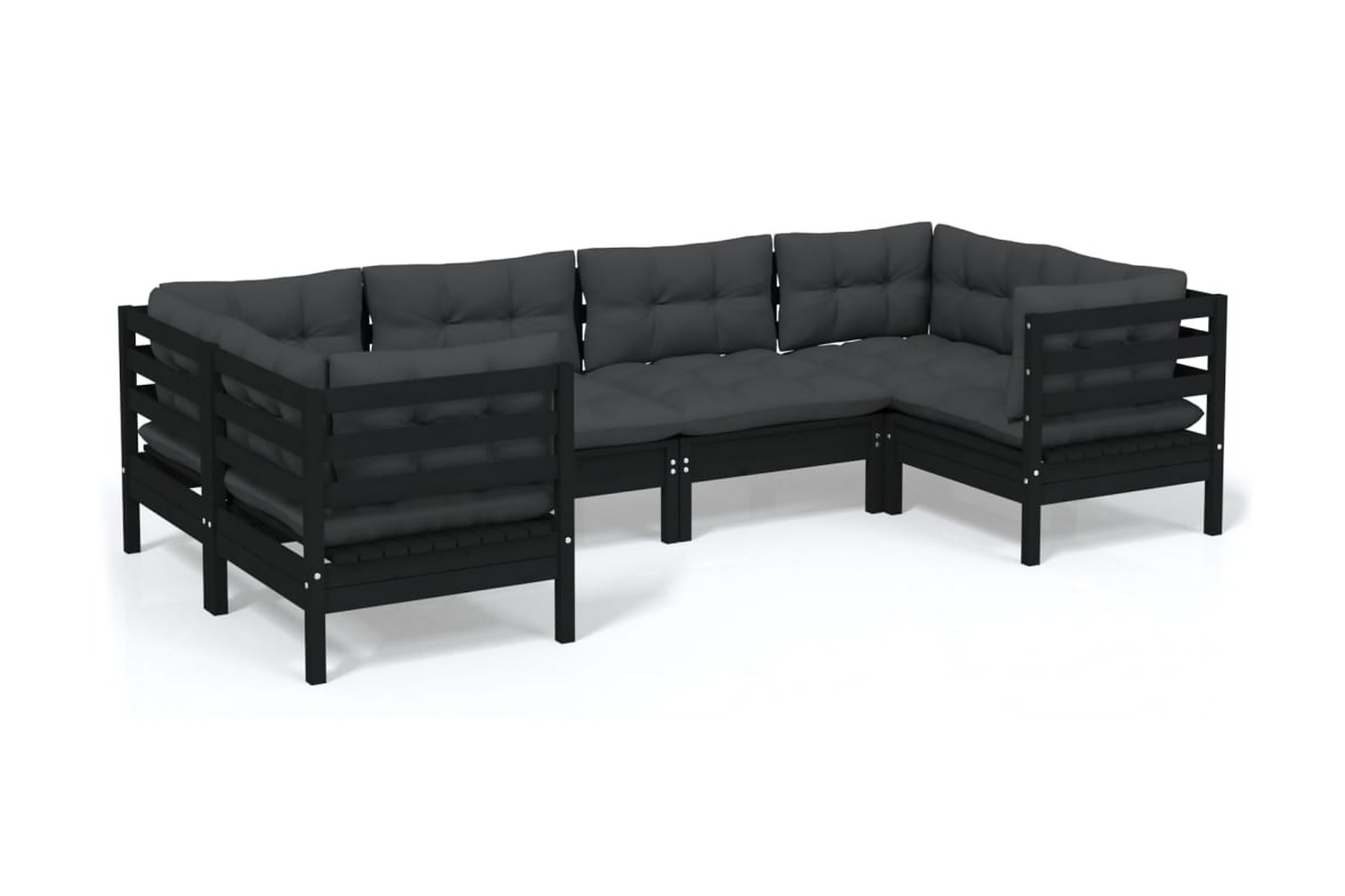 Be Basic Loungegrupp Utomhus för trädgården med dynor 6 delar svart ...