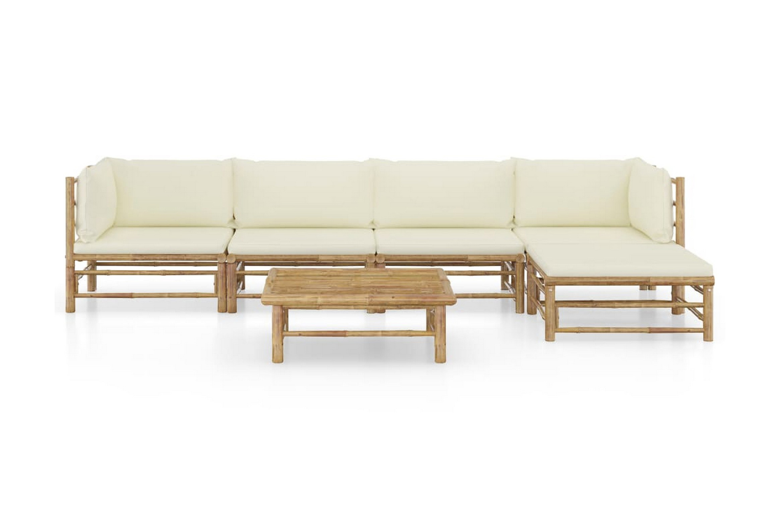 Be Basic Loungegrupp Utomhus för trädgården med gräddvita dynor 6 delar ...