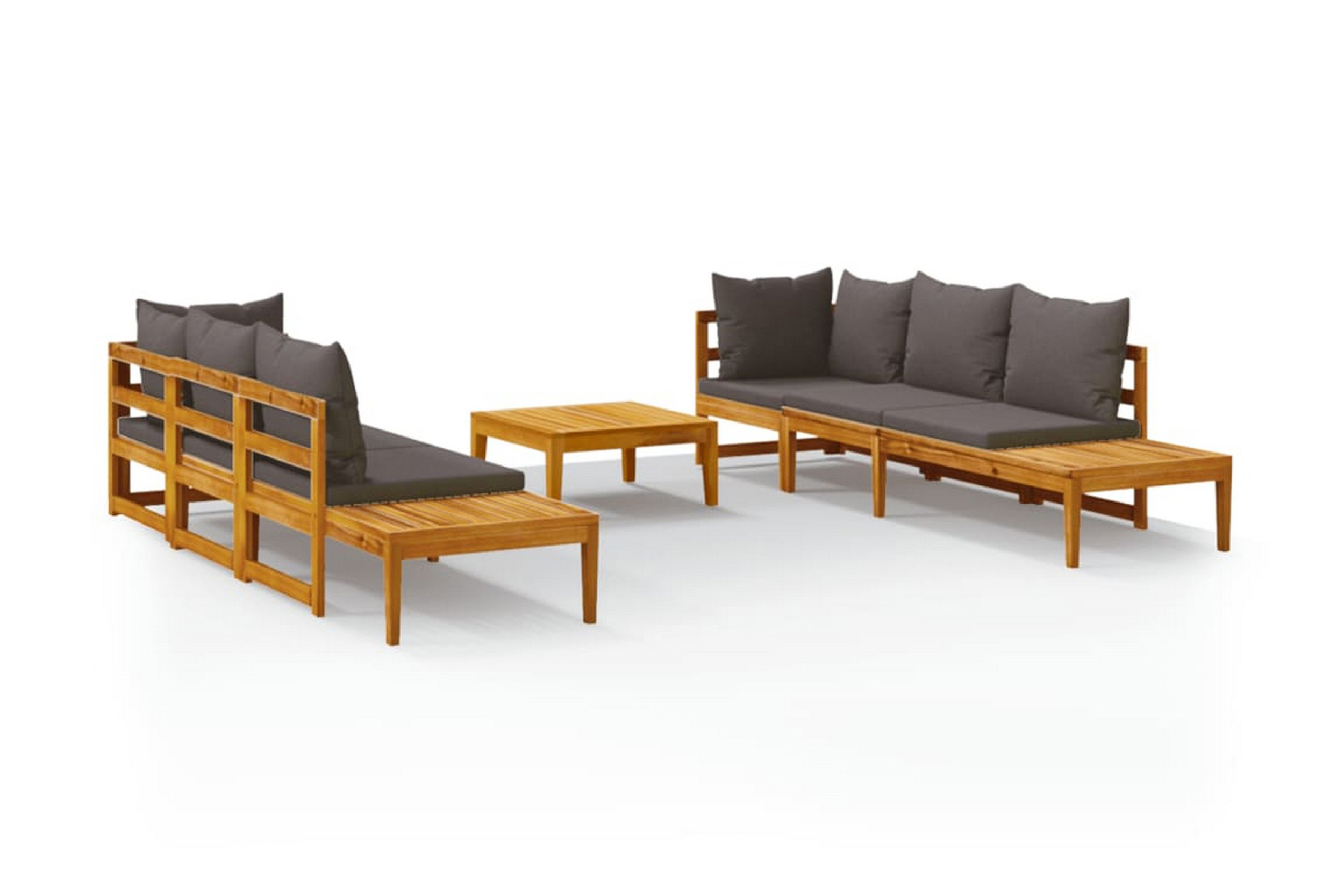 Be Basic Loungegrupp Utomhus för trädgården med mörkgråa dynor 5 delar ...