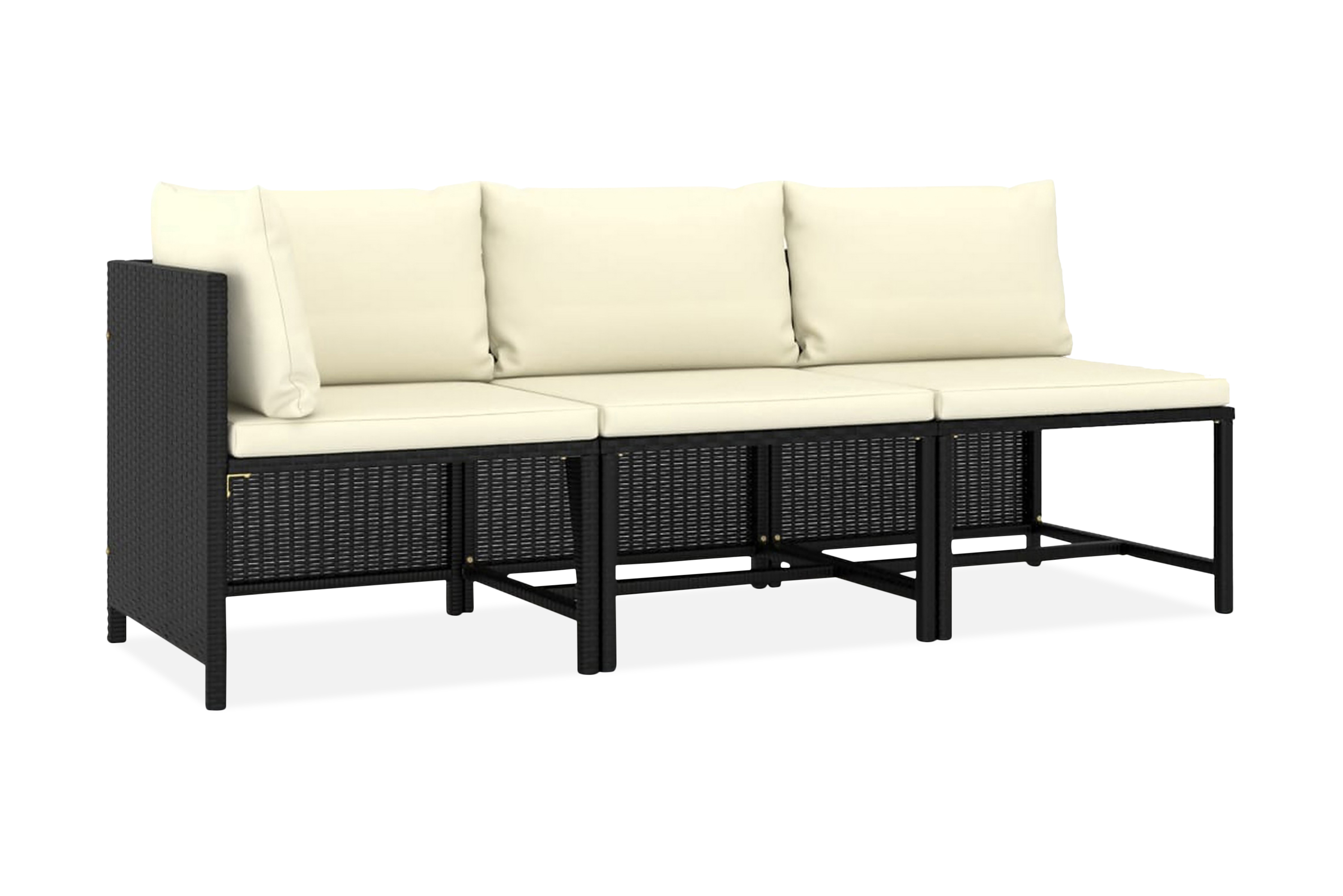 Be Basic Soffgrupp Utomhus för trädgård med dynor 3 delar svart ...