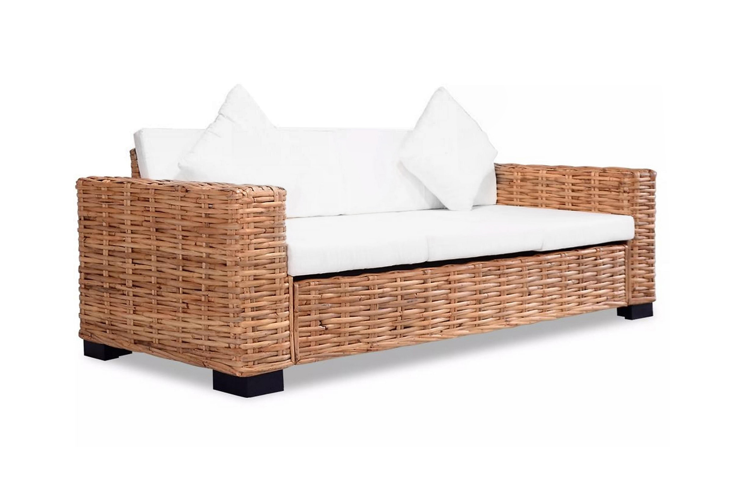 Be Basic 3-sitsUtesoffa äkta rotting Vit - Utemöbler - Trademax