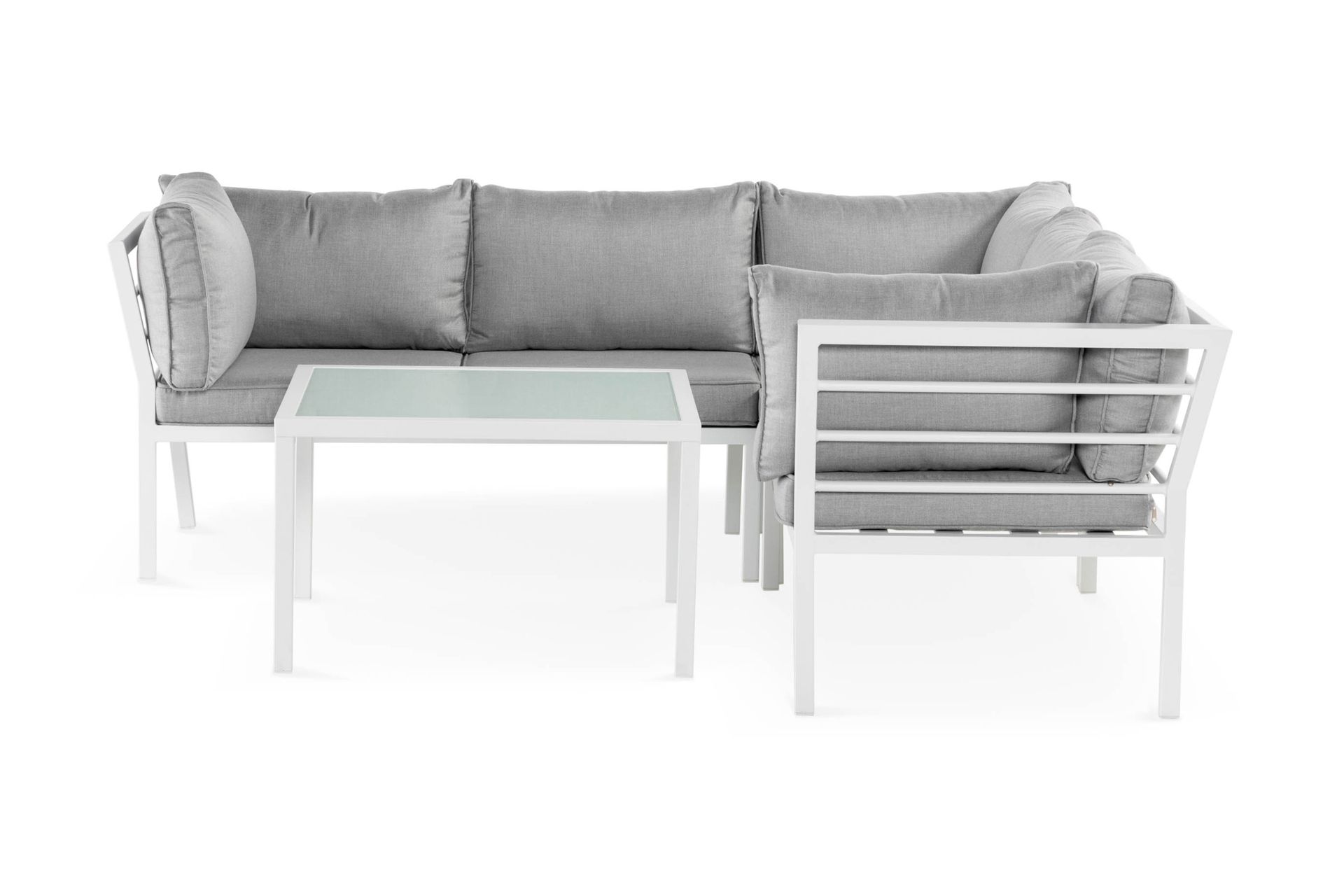 Comfort Garden Ariany Hörnsoffa Vit / Grå dynor - Utemöbler - Trademax