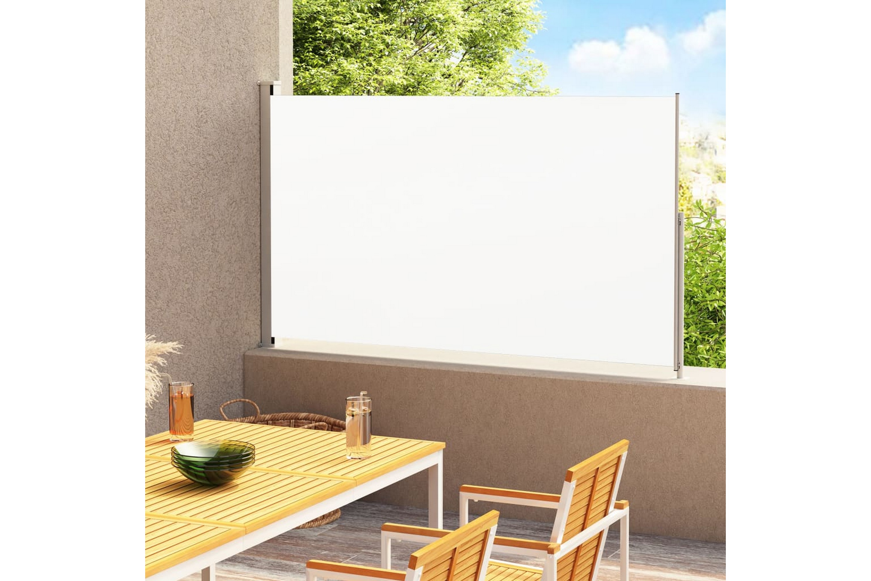 Be Basic Infällbar sidomarkis 220x300 cm gräddvit Vit - Utemöbler ...