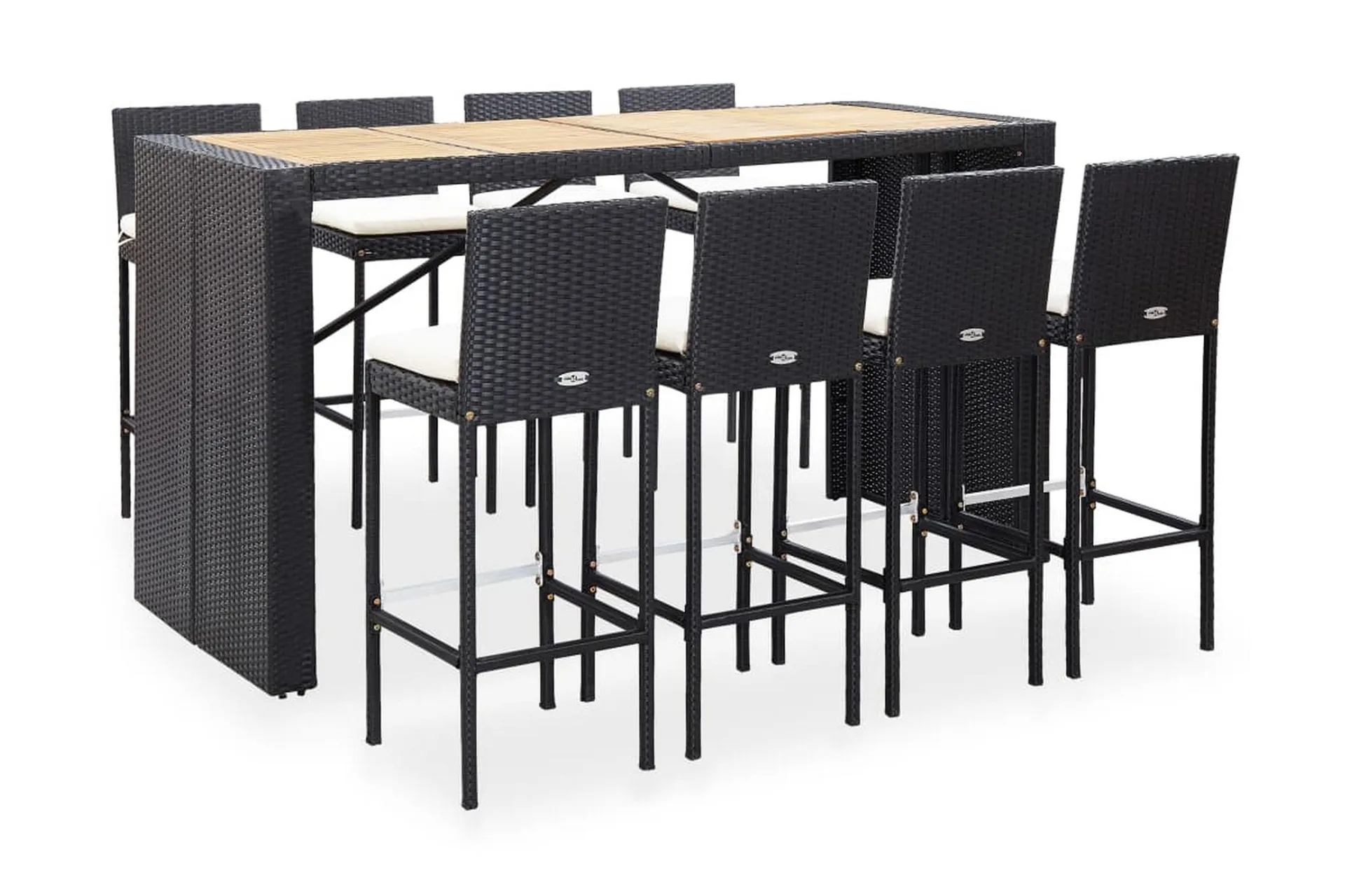 Barmöbler för trädgård 9 delar konstrotting akaciaträ svart - Barbord ...