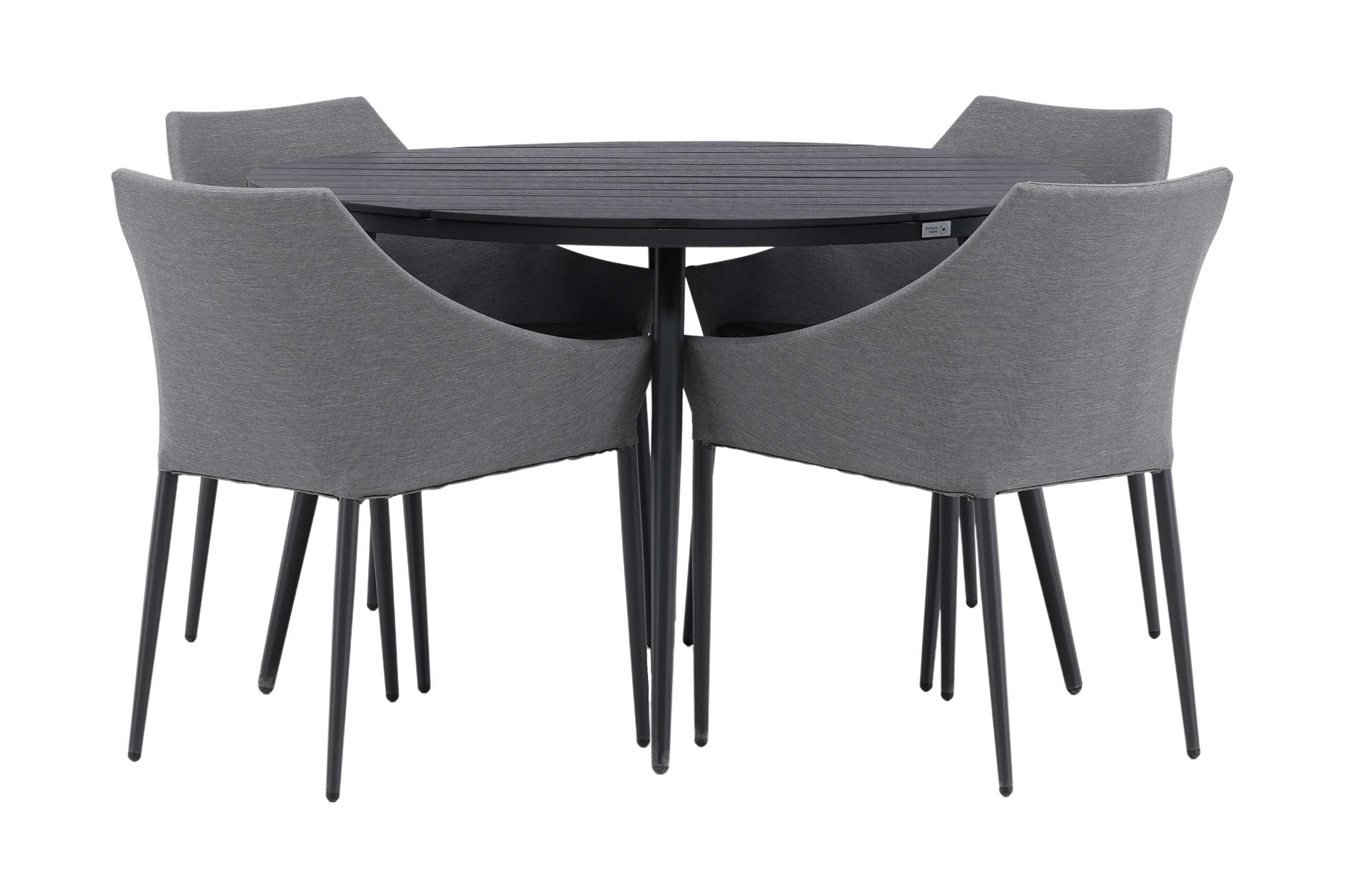 Venture Home Break Matgrupp Rund Ø120cm + 4 Spoga Matstolar Beige/Grå ...