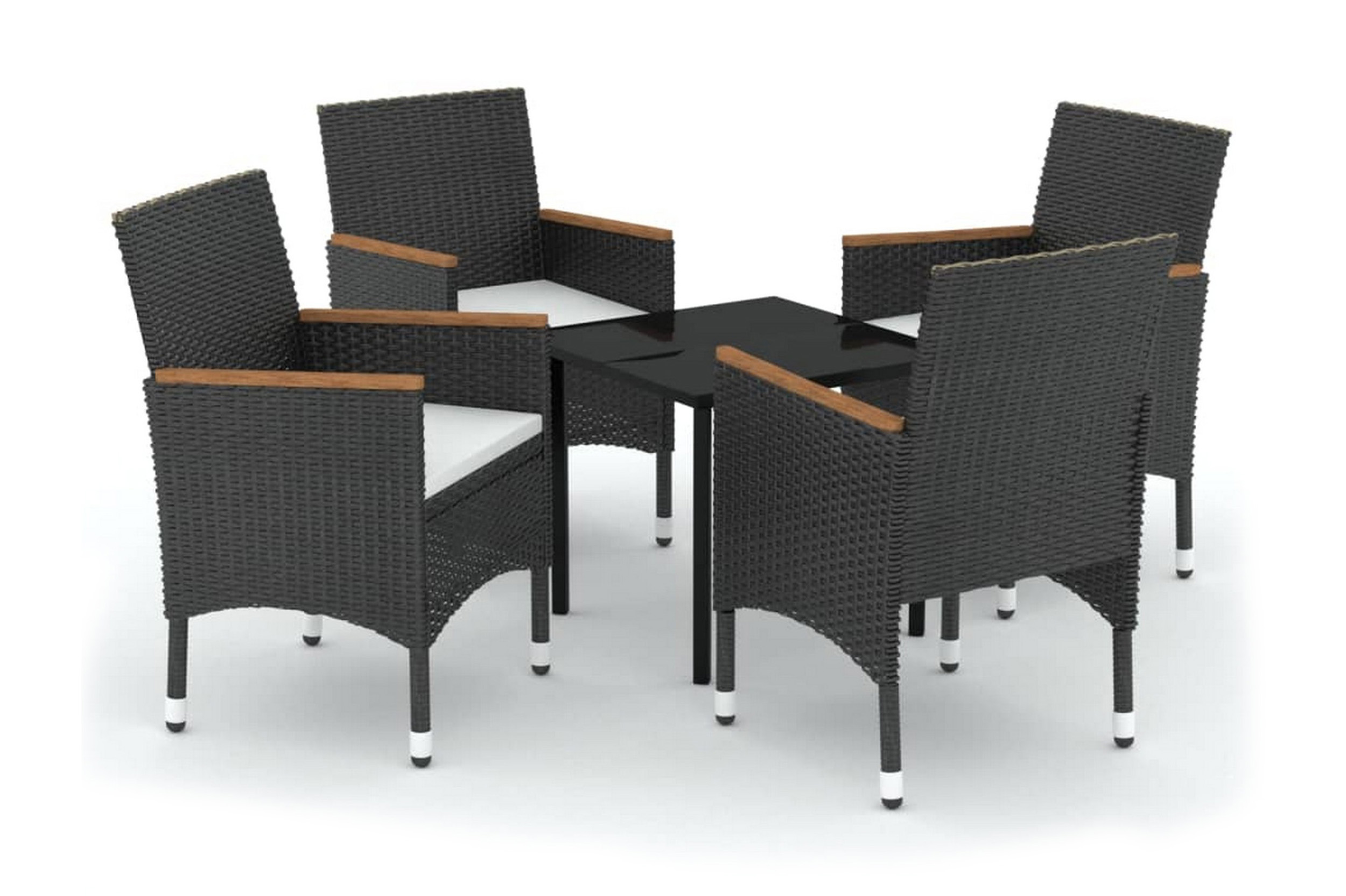 Be Basic Matgrupp Utomhus för trädgården med dynor 5 delar svart Svart ...