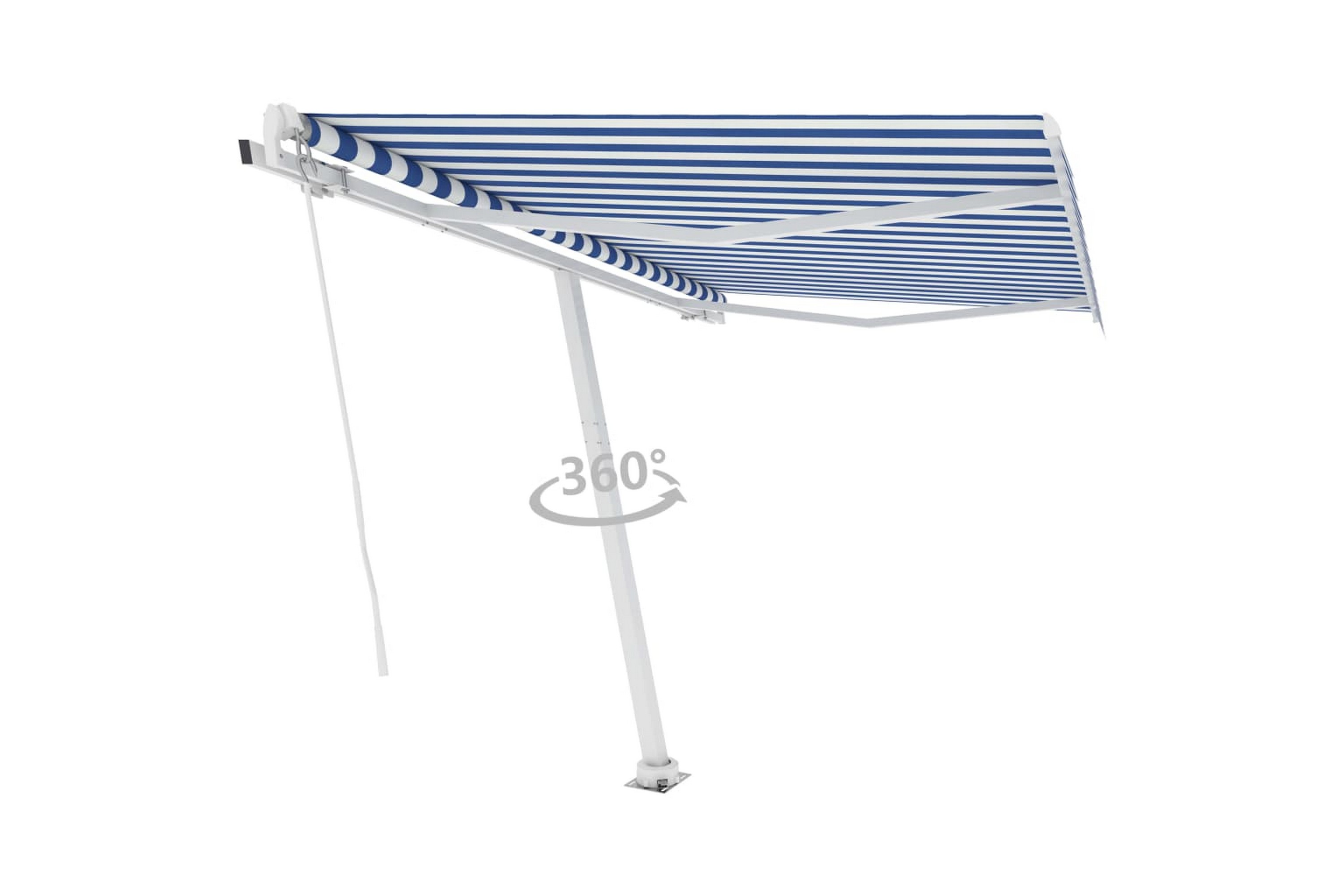 Be Basic Fristående markis manuellt infällbar 350x250 cm blå/vit Blå - Utemöbler - Trademax