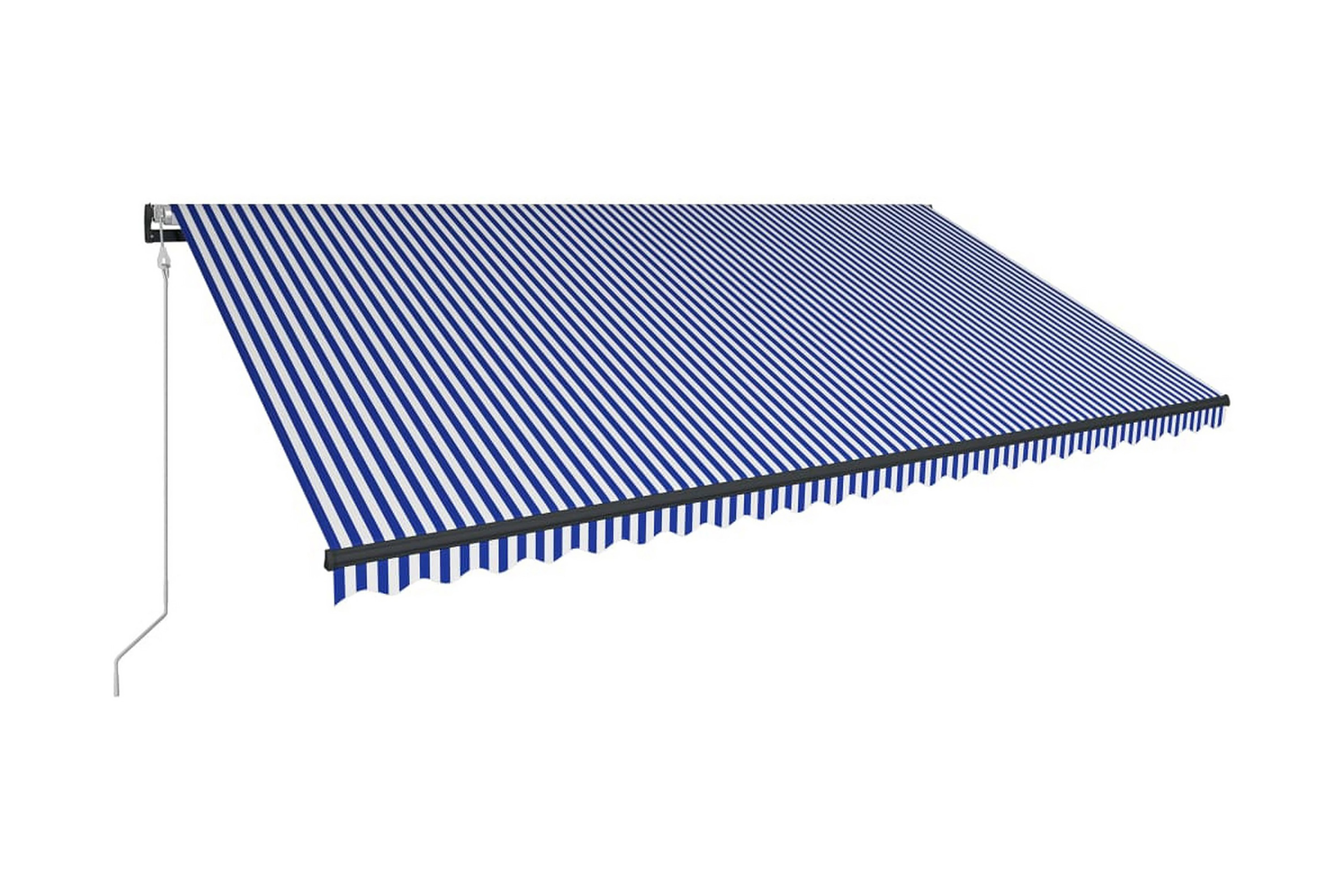 Be Basic Markis med vindsensor & LED 600x300 cm blå och vit Blå - Utemöbler - Trademax