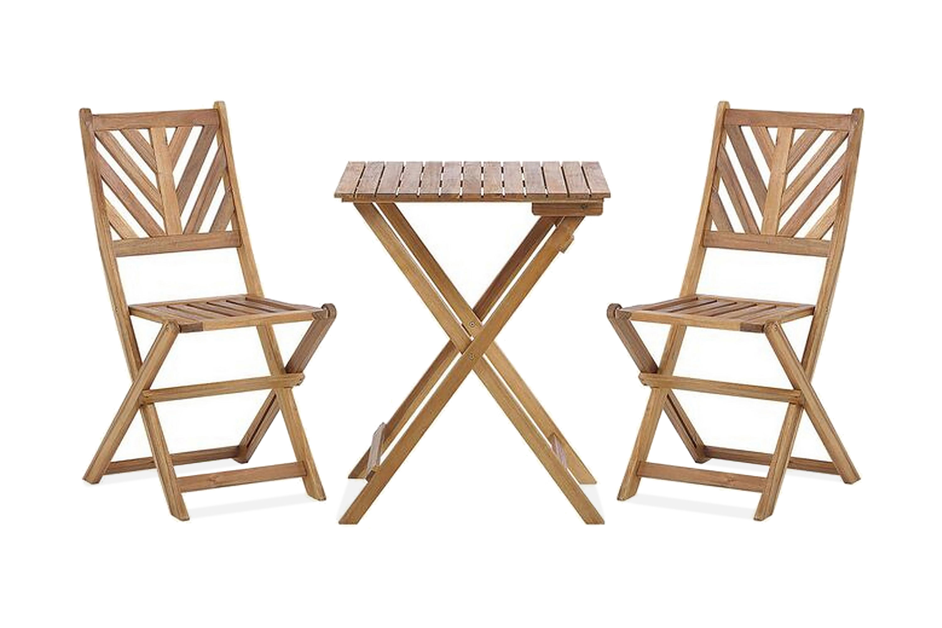 MARATTA Cafébord 58 cm Natur/Akacia + 2 Stolar - Utemöbler - Furniturebox