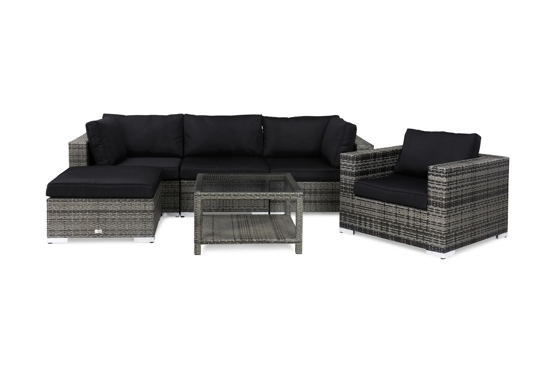 BAHAMAS Loungesoffa 3-sits + Bord 75 + Divan + Fåtölj Grå - Utemöbler ...
