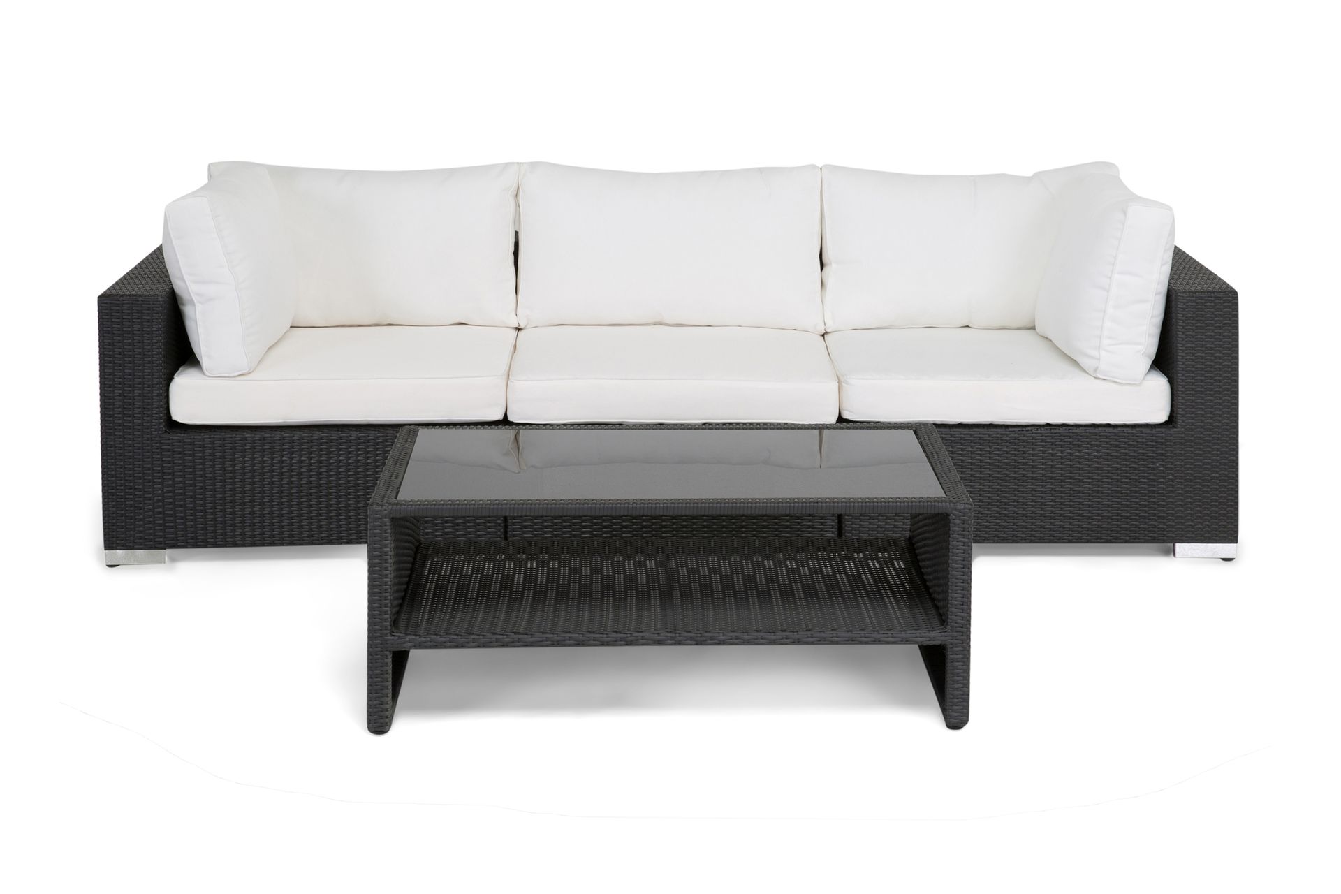 BAHAMAS Loungesoffa 3-sits + Bord Hylla Svart - Utemöbler - Black ...