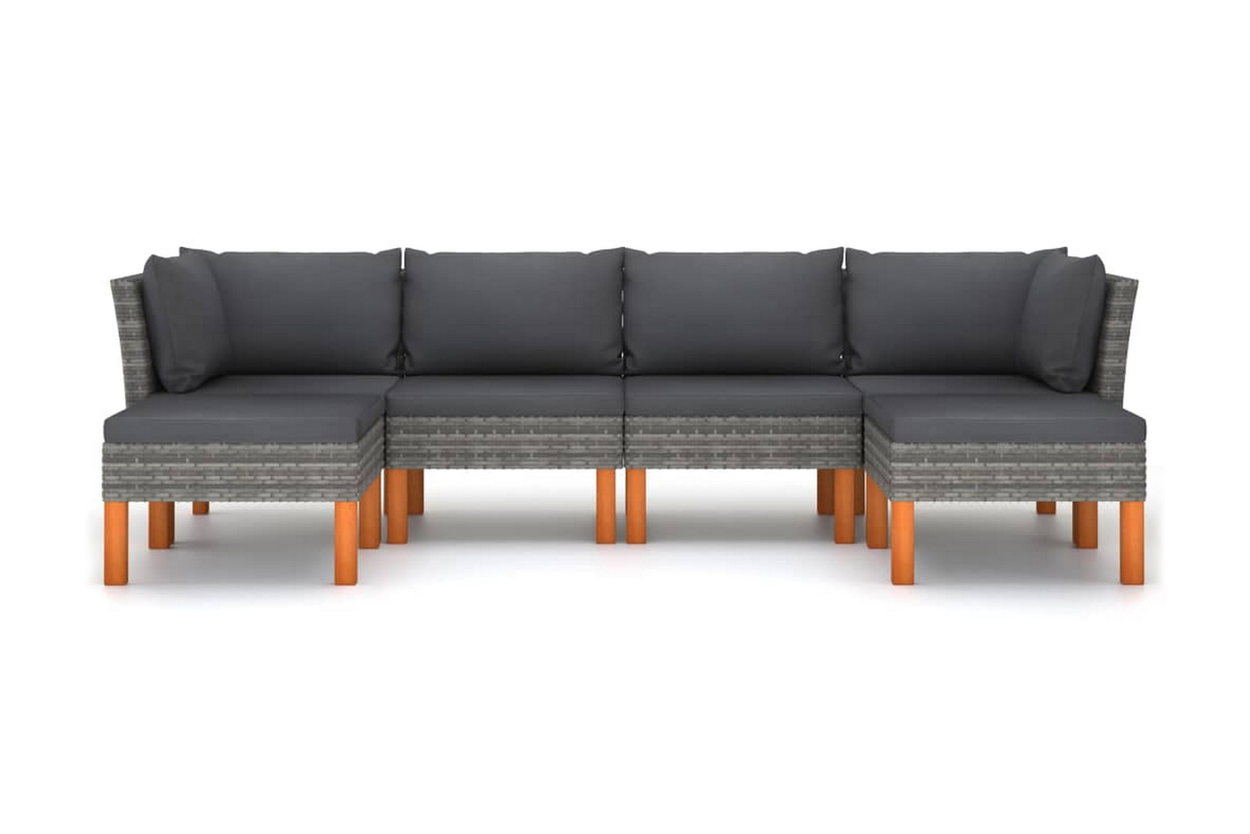 Loungegrupp Utomhus för trädgården 6 delar med dynor konstrotting gr ...