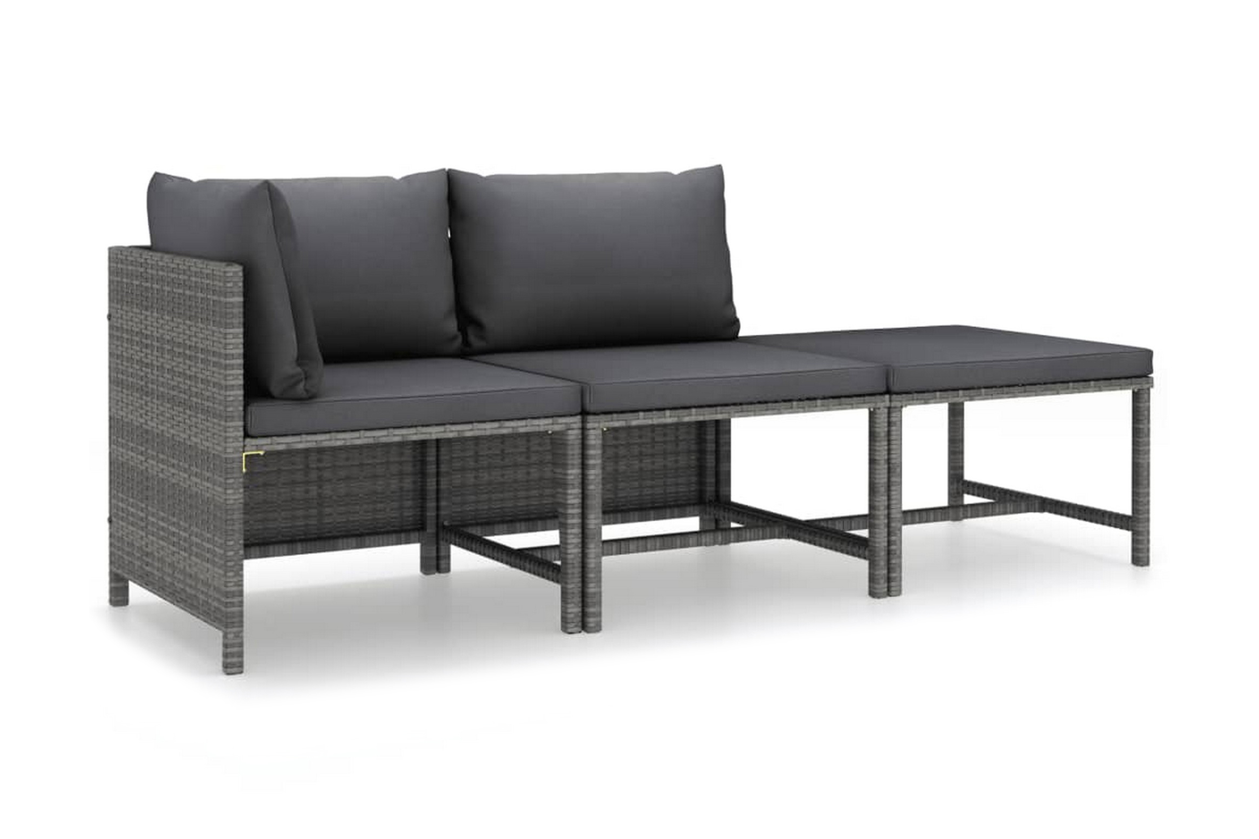 Loungegrupp Utomhus för trädgården med dynor 3 delar konstrotting gr ...