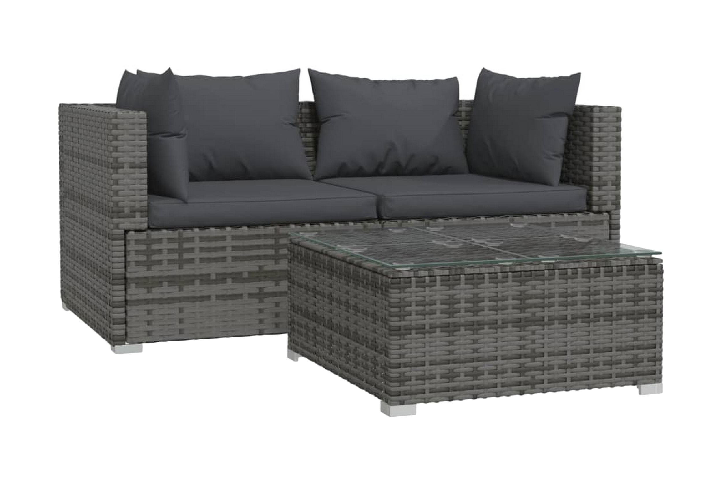 Loungegrupp Utomhus för trädgården med dynor 3 delar konstrotting gr ...