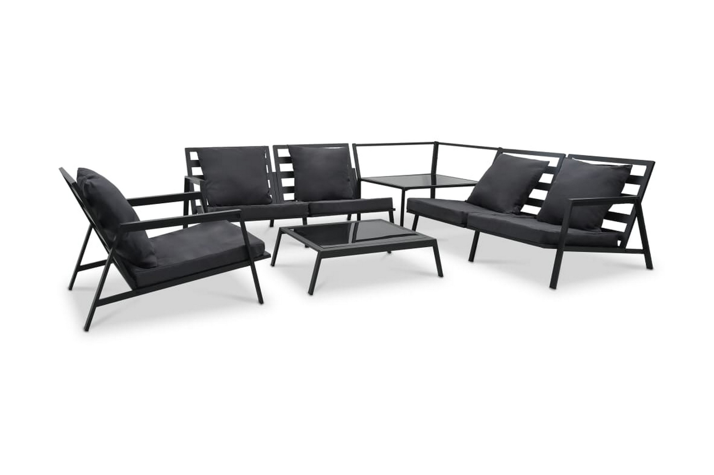 Loungegrupp Utomhus för trädgården med dynor 5 delar aluminium mörkg ...