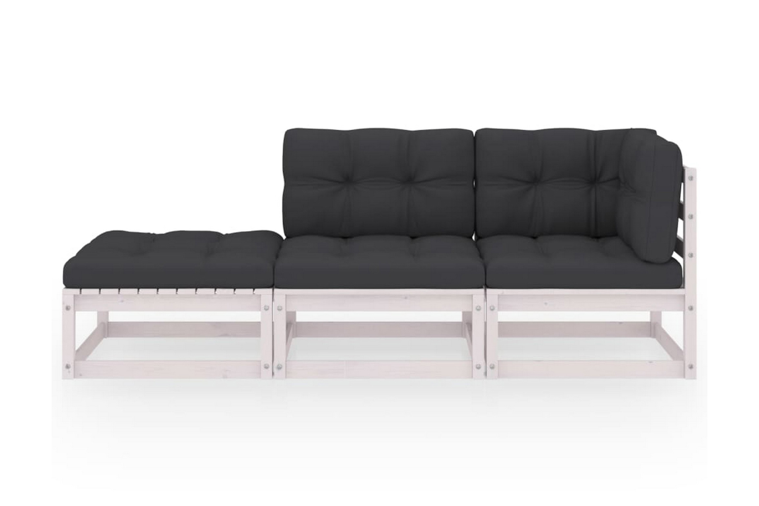 Loungegrupp Utomhus med dynor 3 delar massiv furu - Utemöbler ...