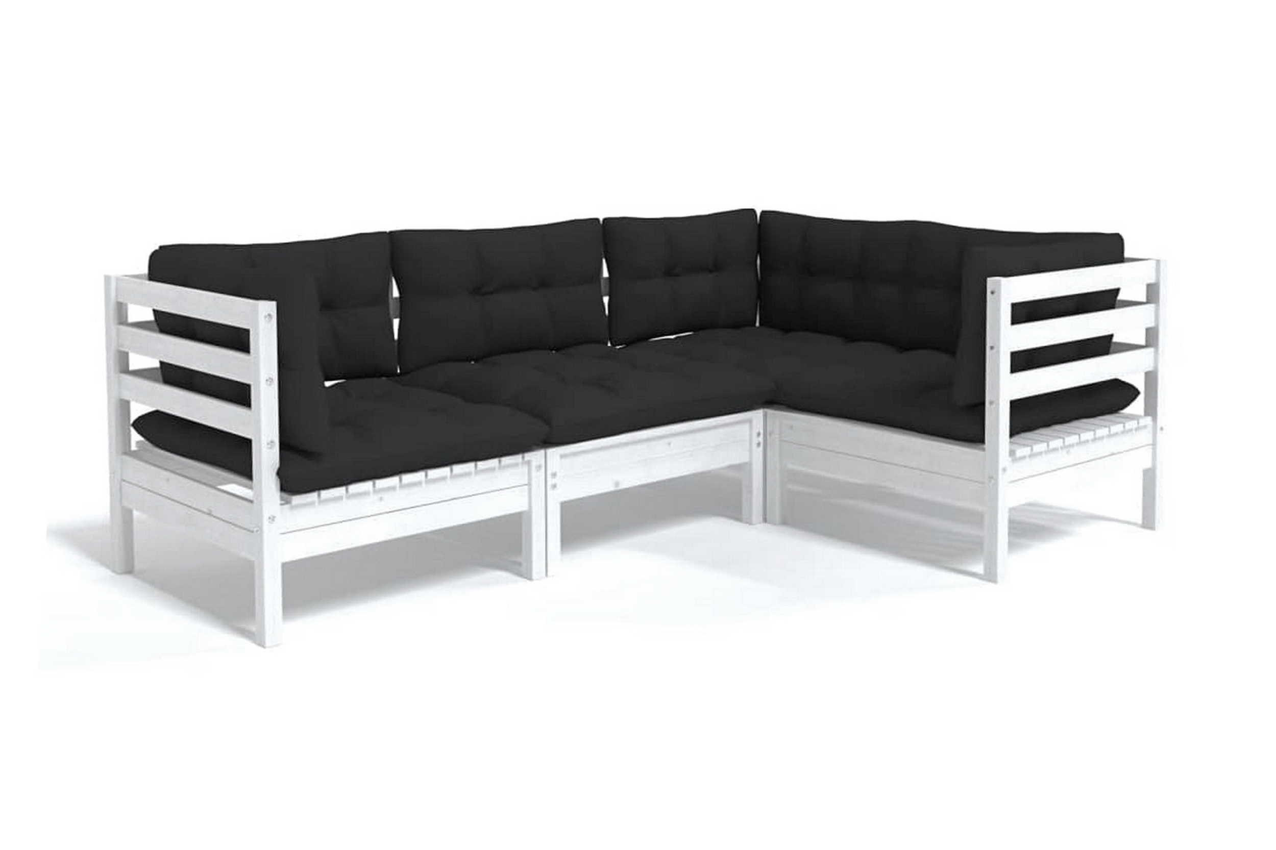 Loungegrupp Utomhus med dynor 4 delar vit massiv furu - Utemöbler ...