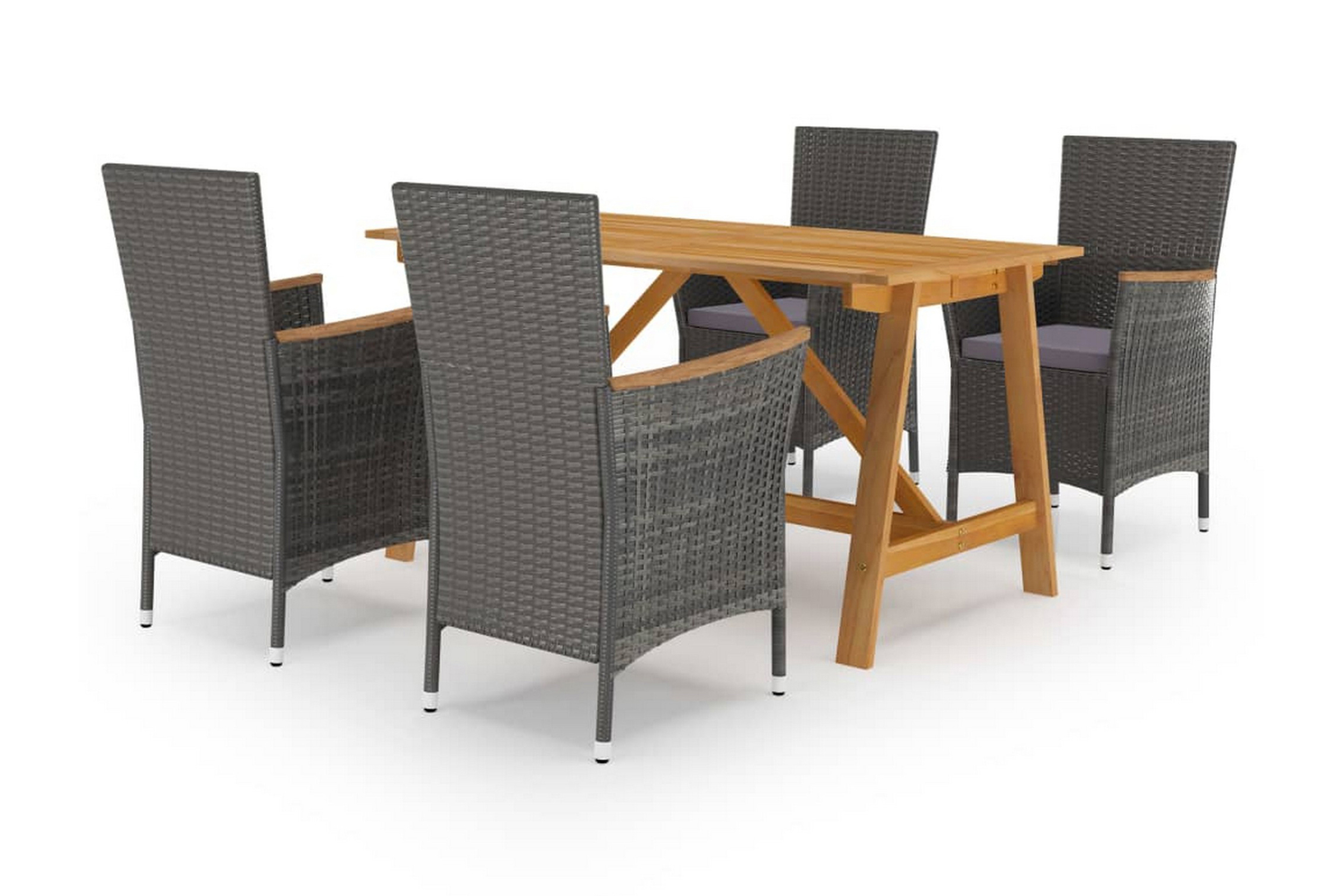 Matgrupp för trädgården 5 delar grå - Utemöbler - Furniturebox