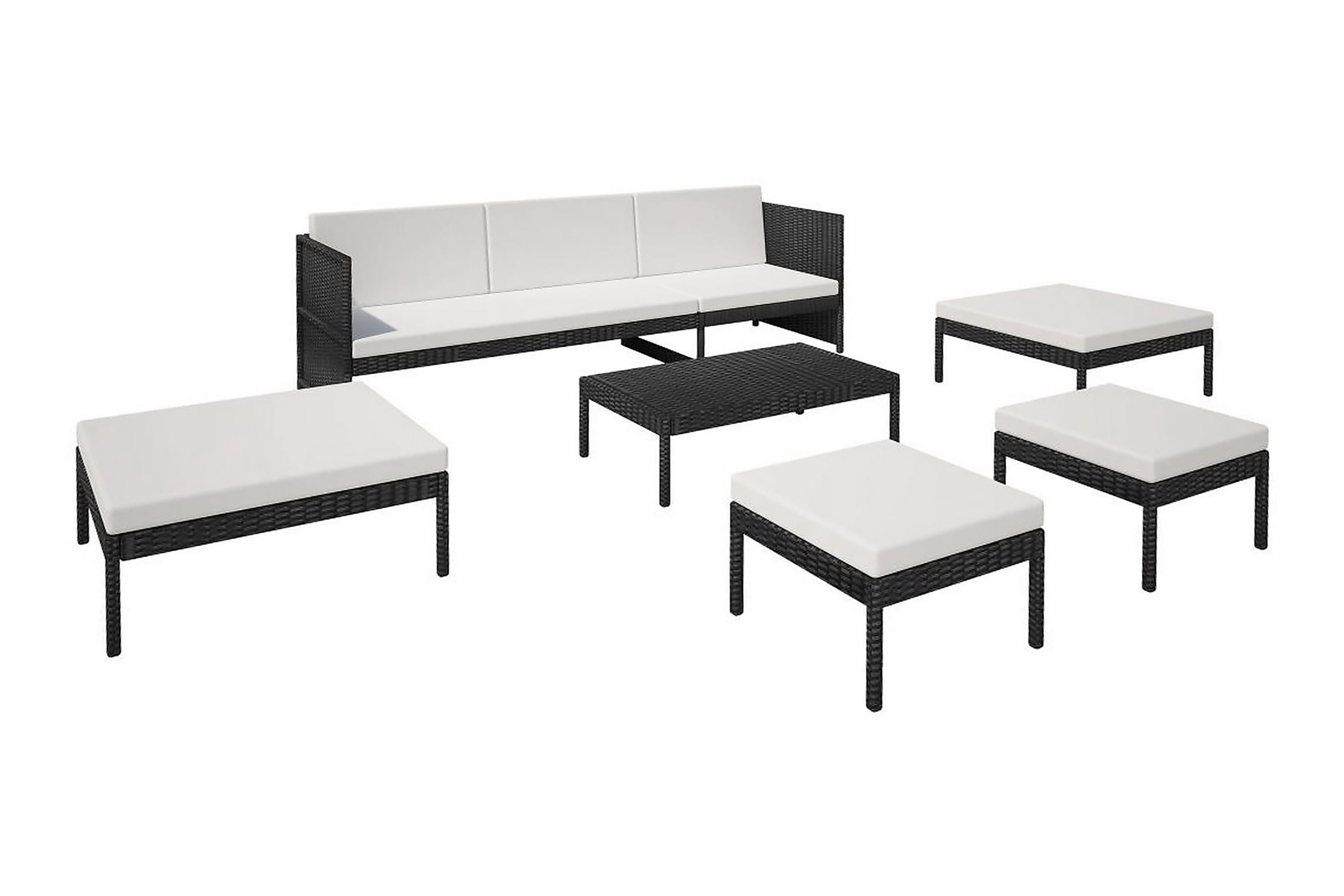 Loungegrupp Utomhus för trädgården med dynor 6 delar konstrotting sv ...