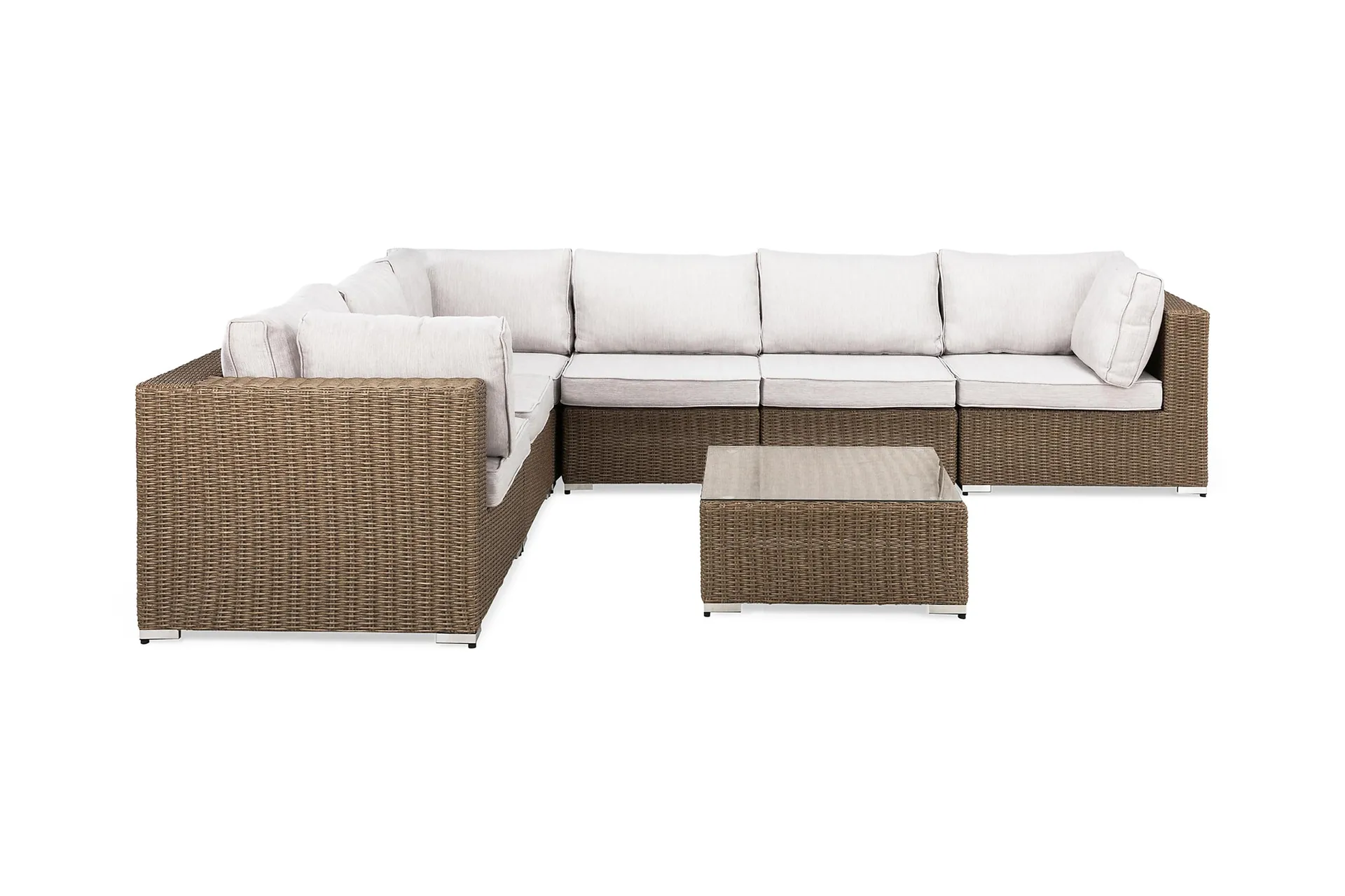MARCUS Loungegrupp Utomhus Bord Hörnsoffa Natur - Utemöbler - Furniturebox