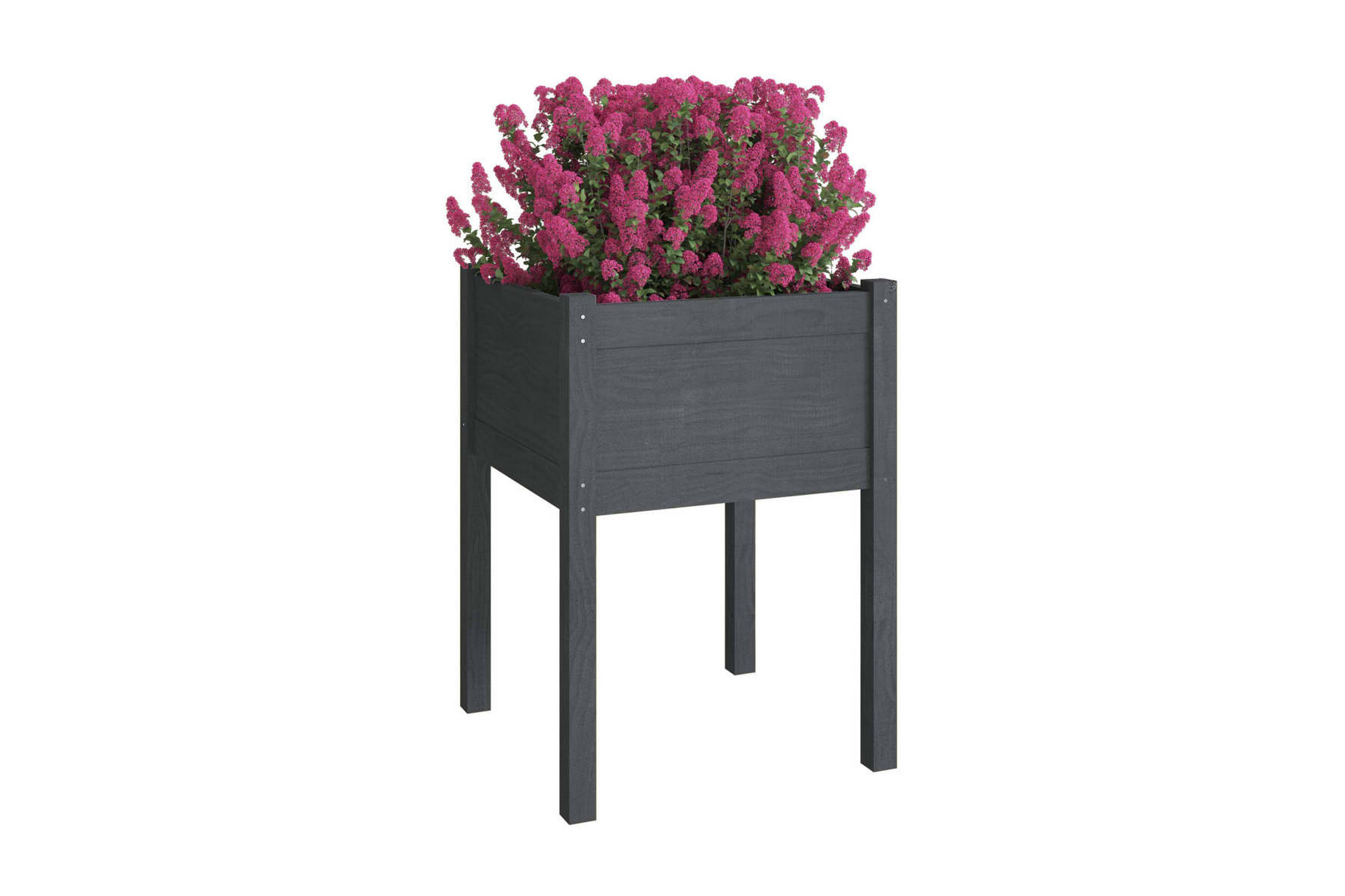 Odlingslåda grå 50x50x70 cm massiv furu - Utemöbler - Furniturebox