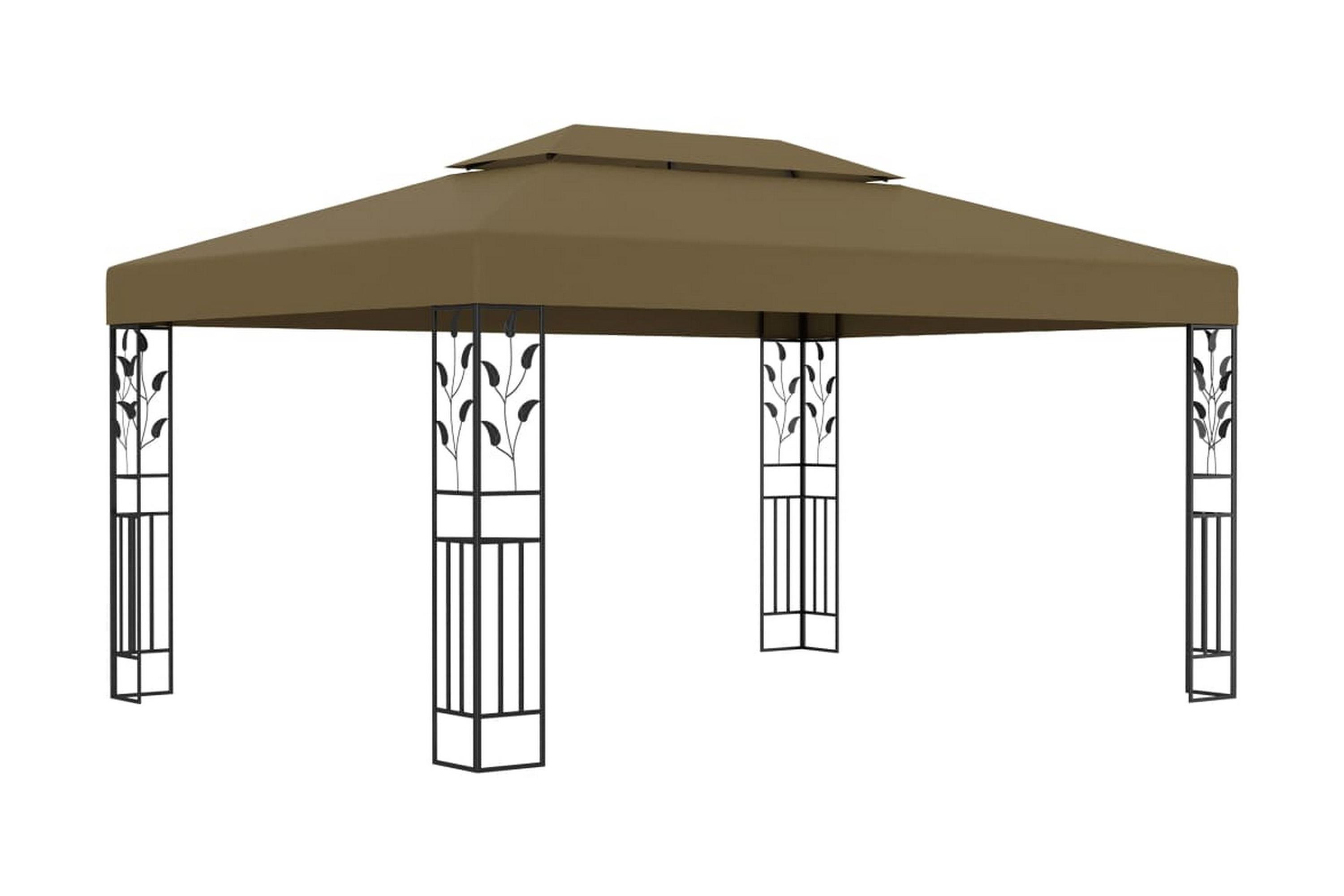 Paviljong dubbla tak 3x4 m taupe 180 g/m² - Utemöbler - Furniturebox