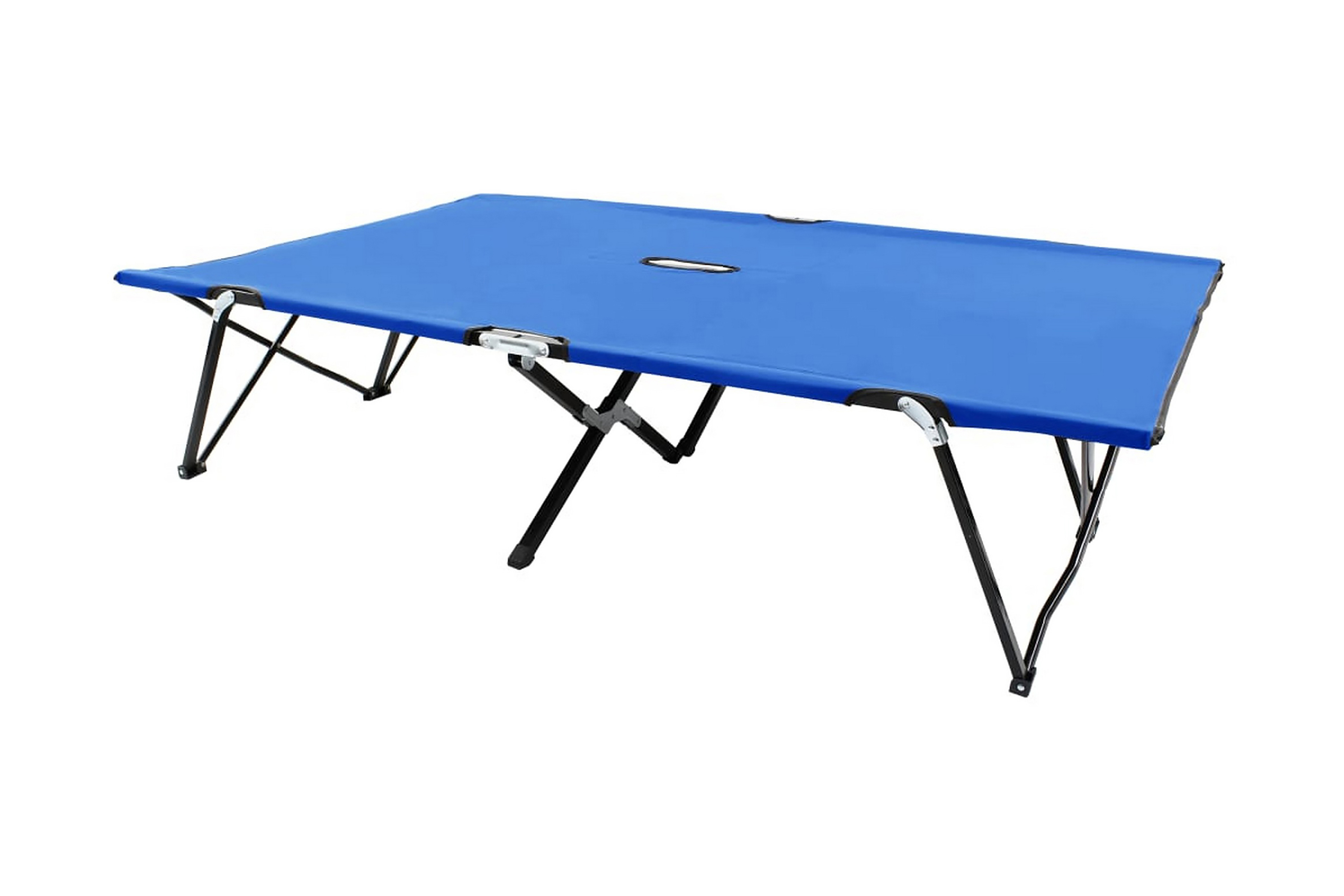 Hopfällbar solsäng 2 pers blå stål - Utemöbler - Furniturebox