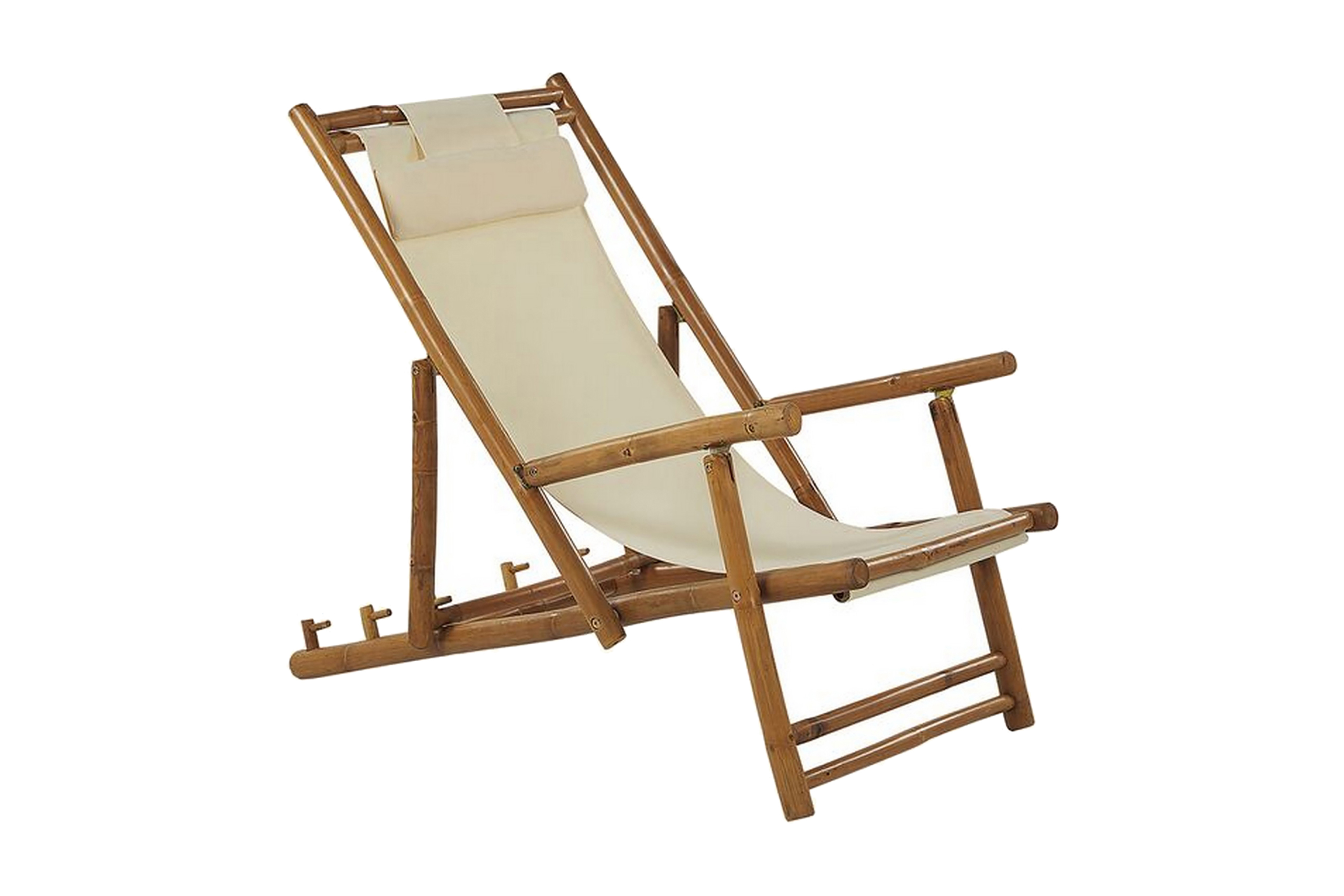 Solstol 2 st ljust trä/beige ATRANI - Utemöbler - Furniturebox